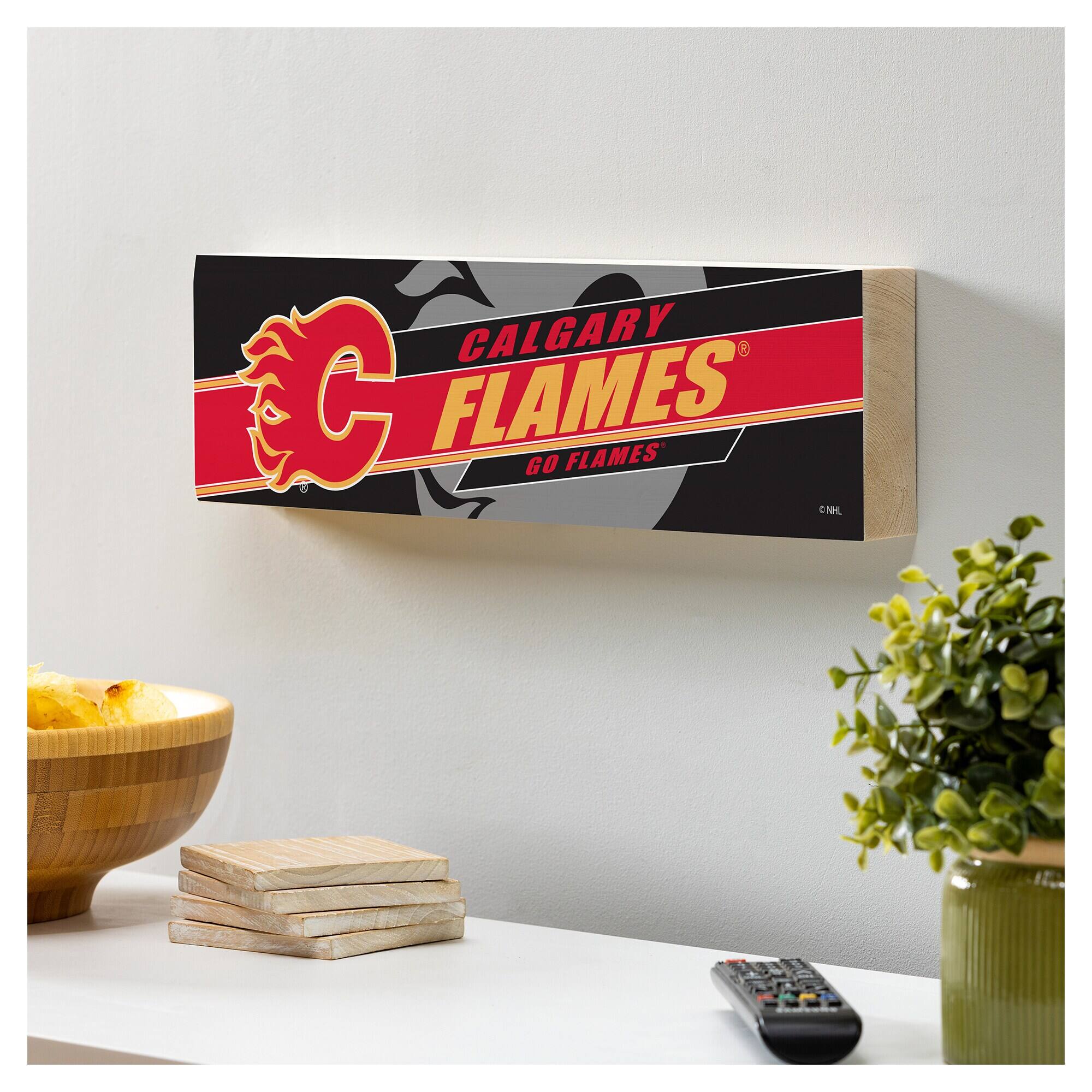 Evergreen Enterprises Calgary Flames 5" x 18" Shadow Logo Wood Mantle ...