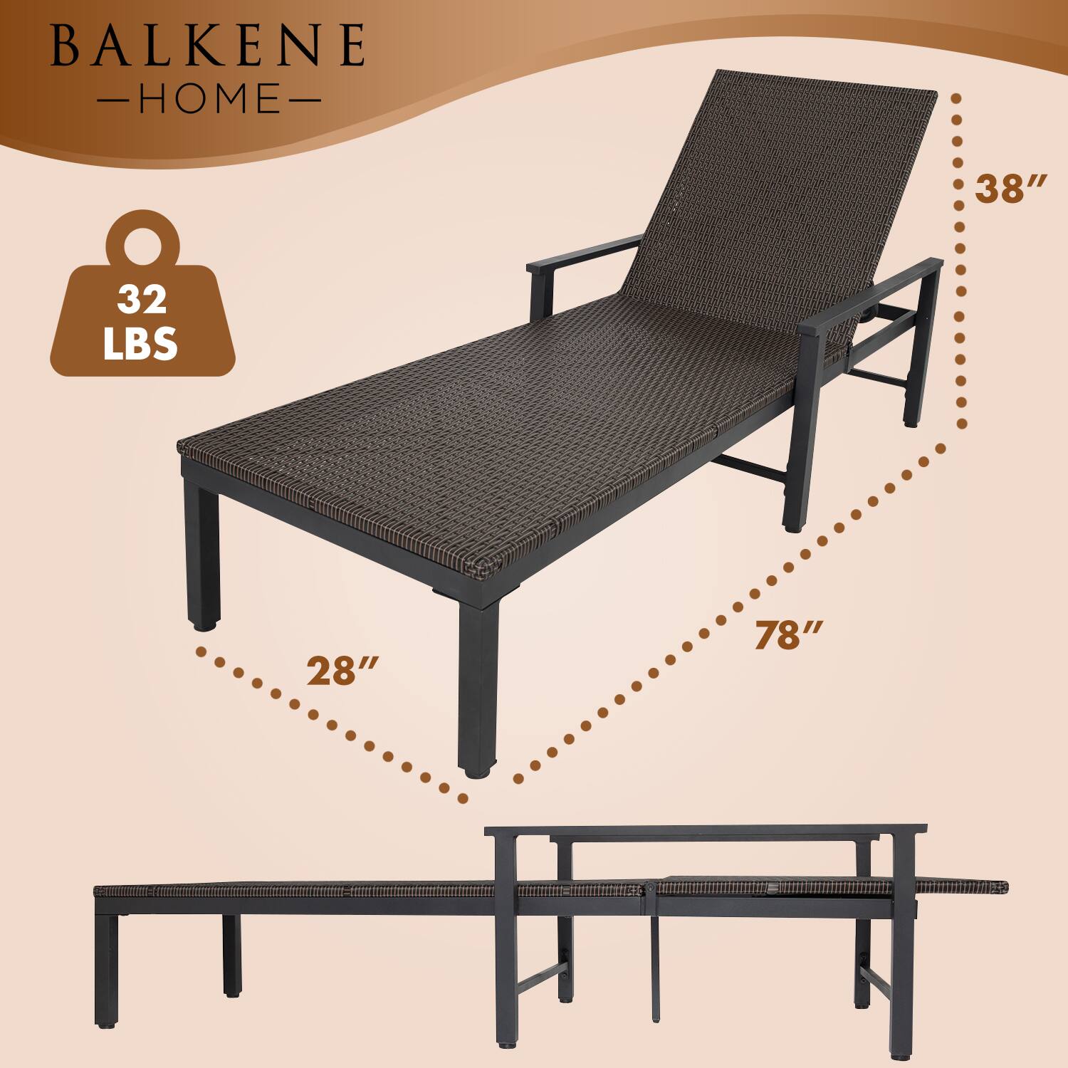 Balkene Home Biscayne Wicker Chaise Set Set of 2 Brown, Black 65465 ...