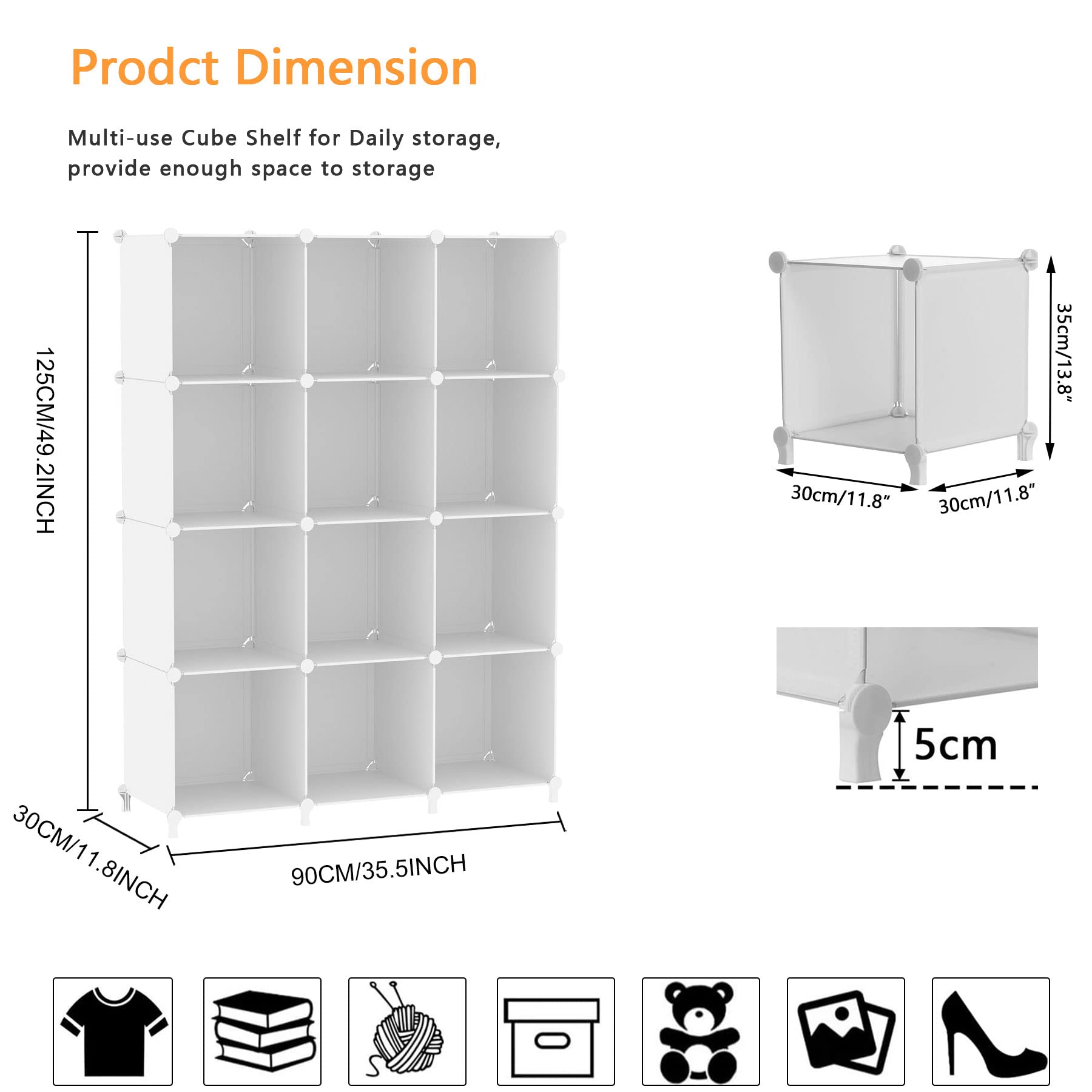 Empire DigiLabs Cube Storage Organizer 12 Bookshelf Diy Plastic Closet ...