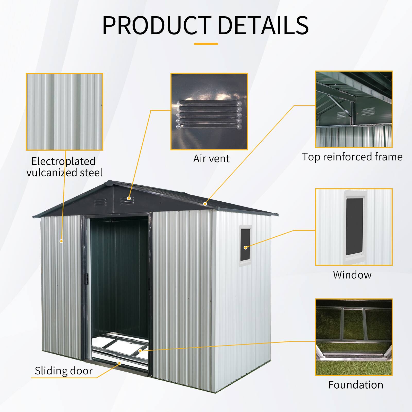 Mondawe 8 ft x 4 ft Outdoor Metal Storage Shed with Window and Metal ...
