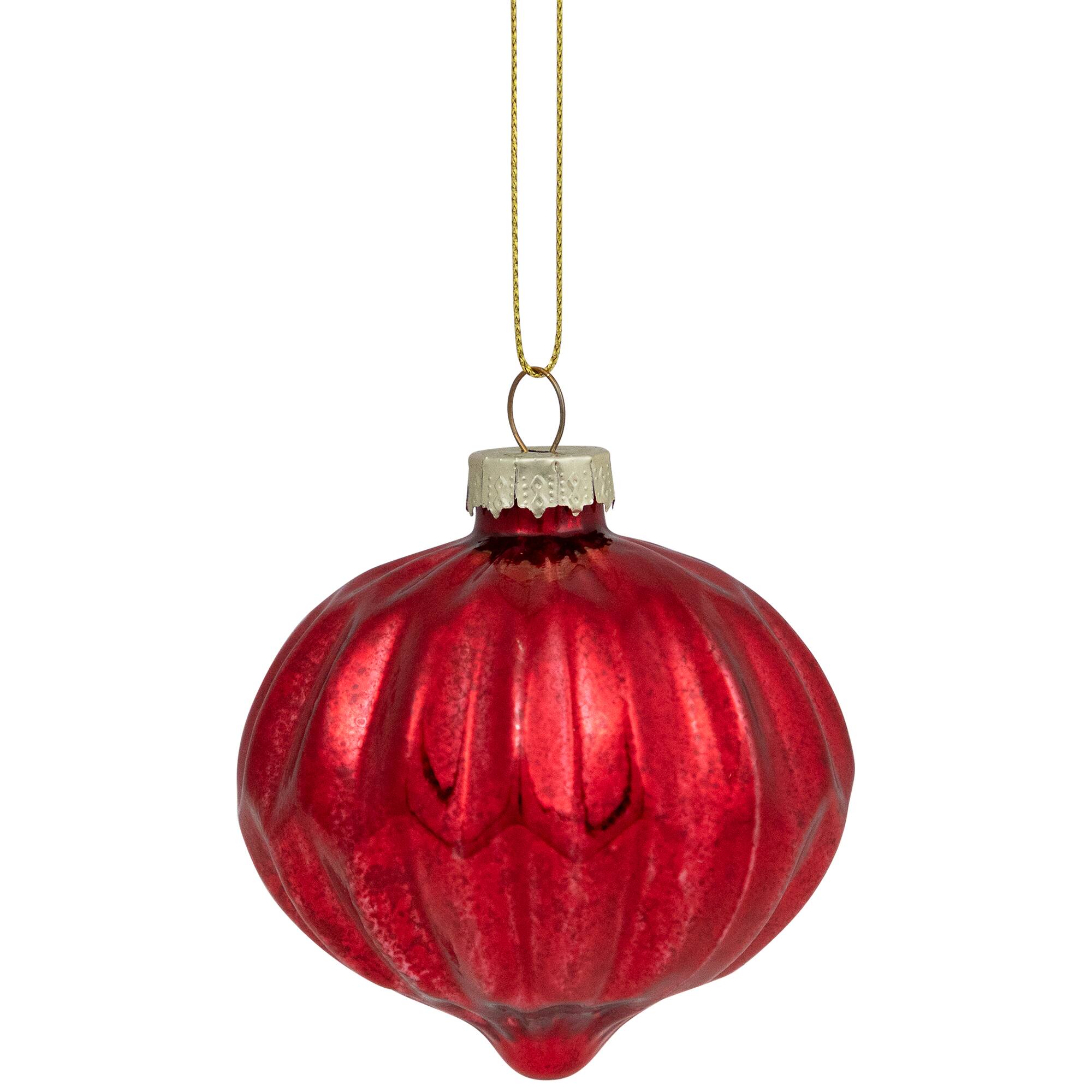 Northlight Mercury Style Onion and Ball Glass Christmas Ornament Set 3 ...