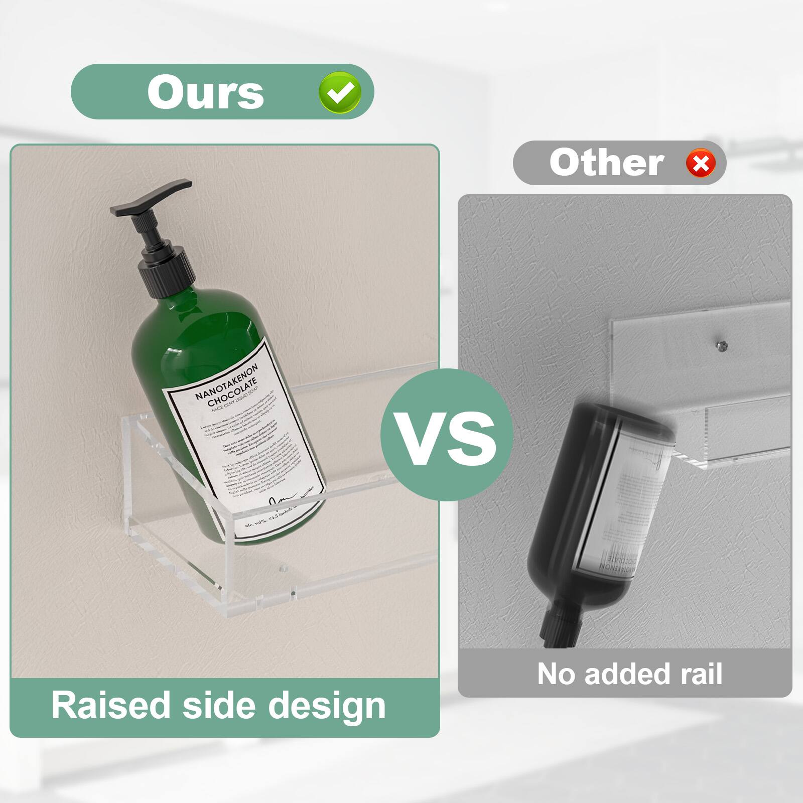 Fehokinch 4PCS 15 Inch Acrylic Floating Wall Shelf with 2 Mounting ...