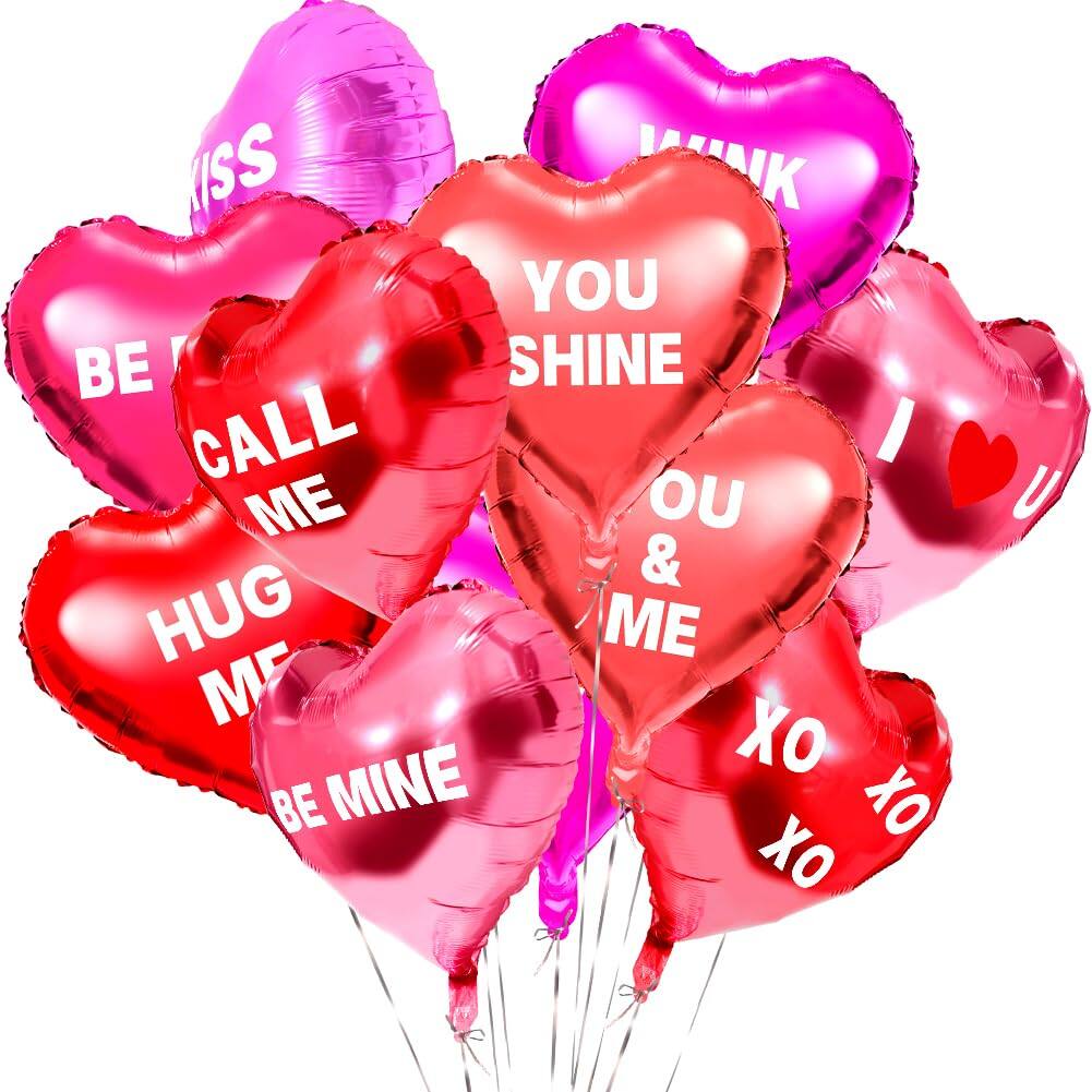 ESBANY 30 pcs Valentine's Day Heart Balloons 18inch Valentines Day ...