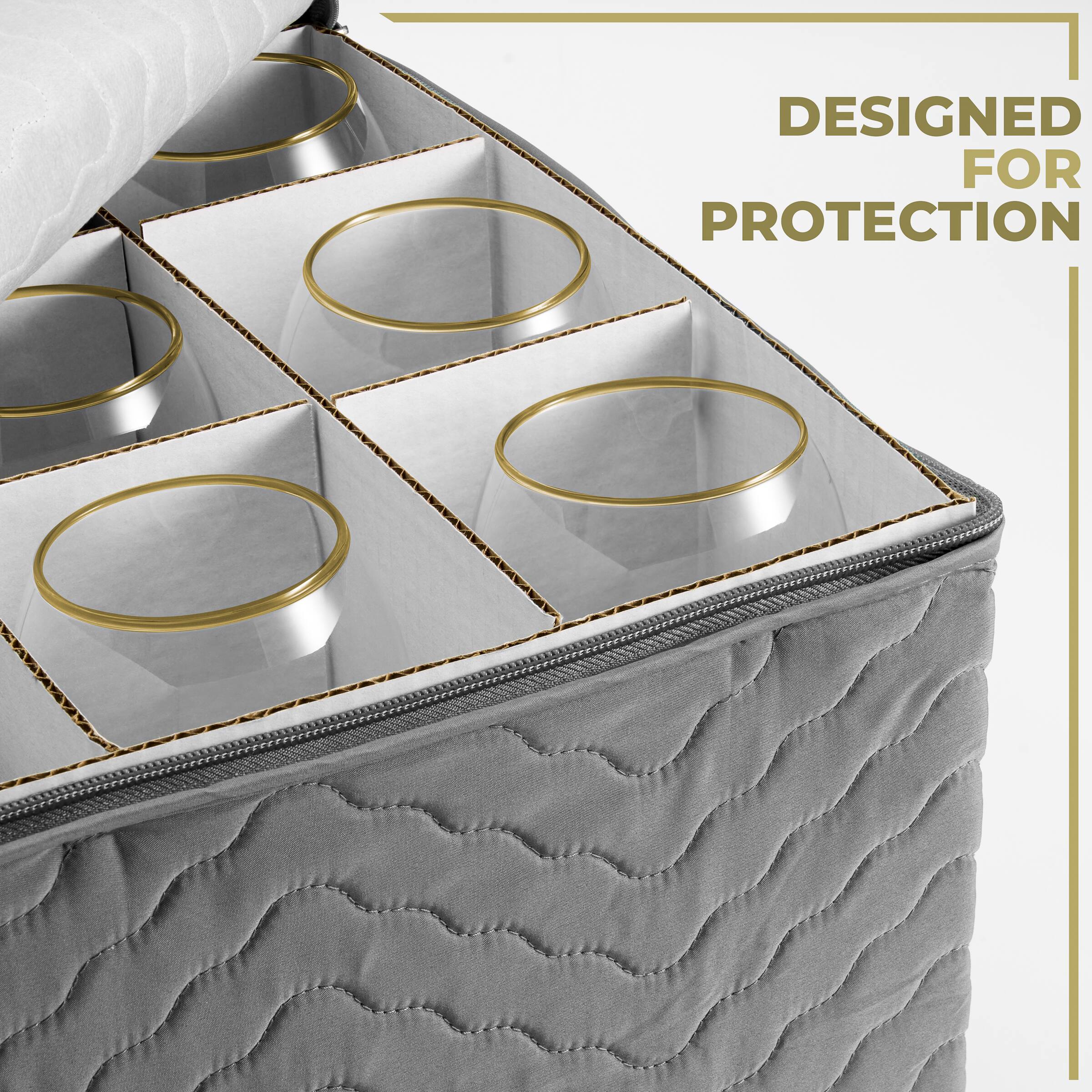 Sorbus Deluxe Quilted Stemware Case with Dividers Service for 12 Great ...