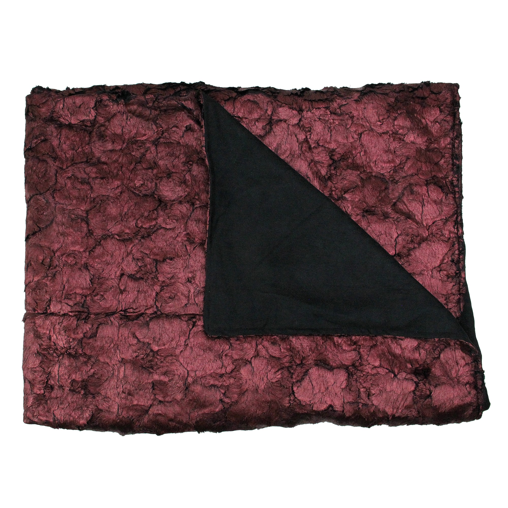 Northlight - Burgundy and Black Plush and Velvety Faux Fur Throw ...