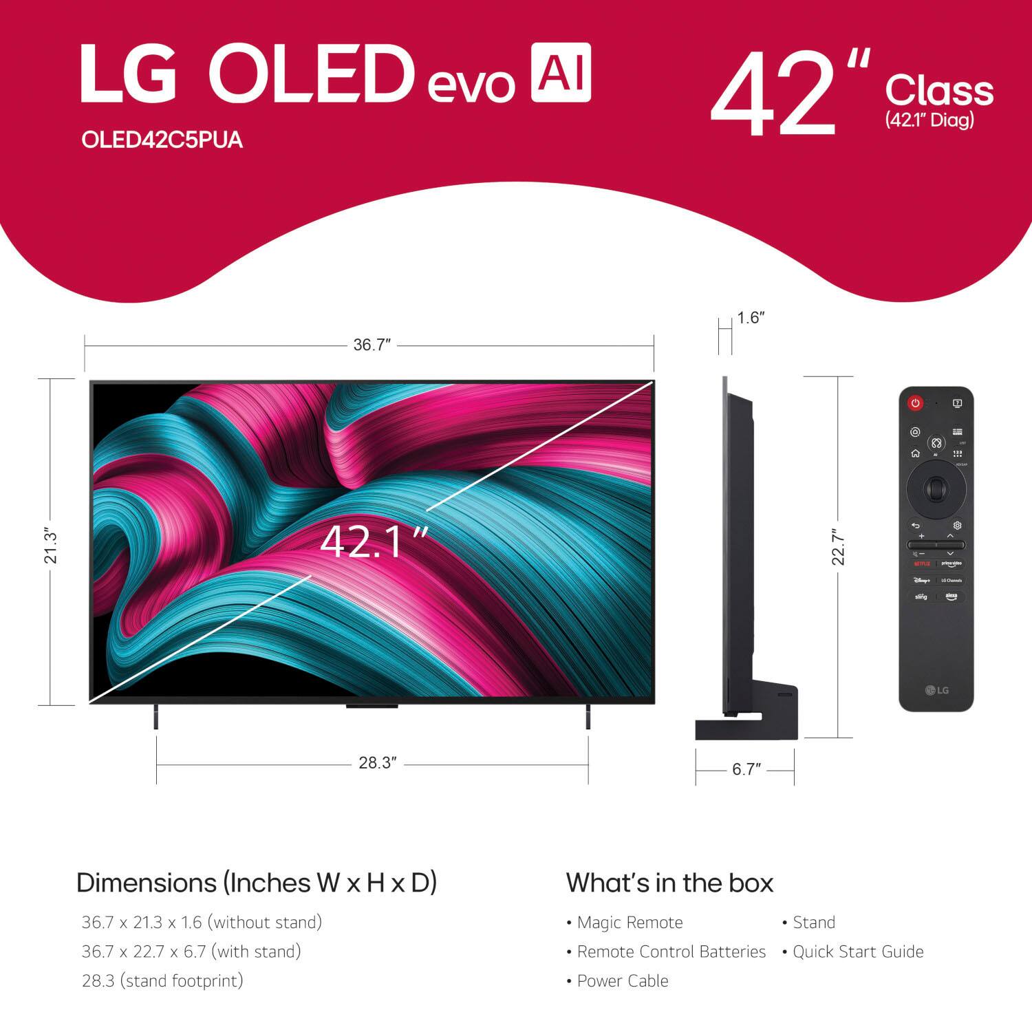 LG 42" Class C5 Series OLED evo AI 4K UHD Smart webOS TV (2025) OLED42C5PUA - Best Buy