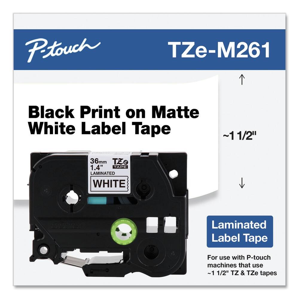Brother P Touch TZEM261 TZe 1.4 in. x 26.2 ft. Standard Adhesive ...