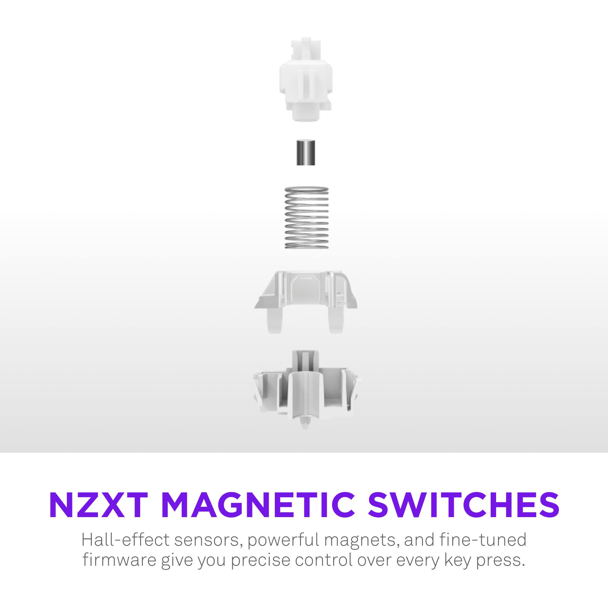 NZXT Function Elite MiniTKL Wired Magnetic RGB Gaming Keyboard White KB ...