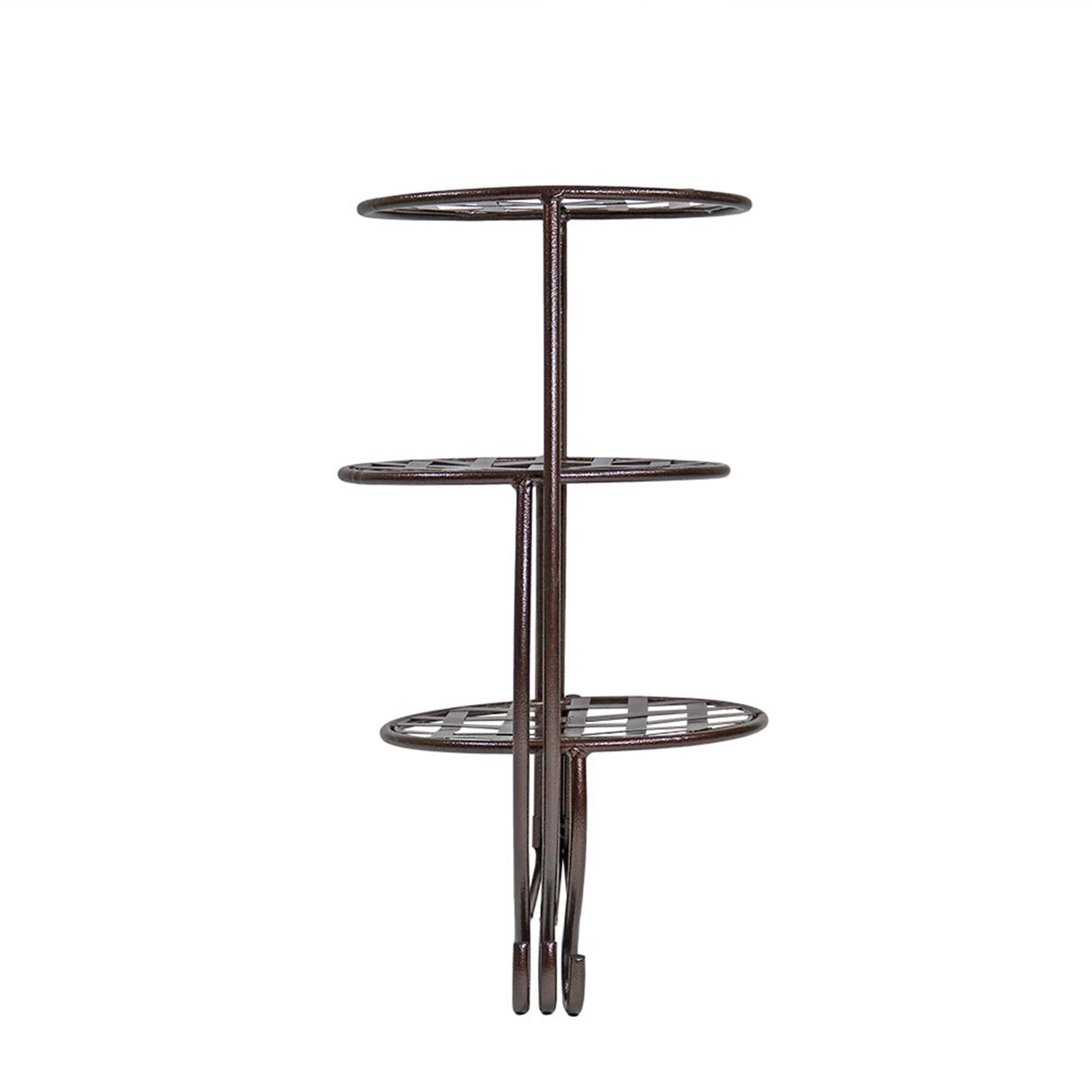 Sunnydaze 3 Tier Triple Plant Stand with Checkered Base 24 in Set of 2 ...