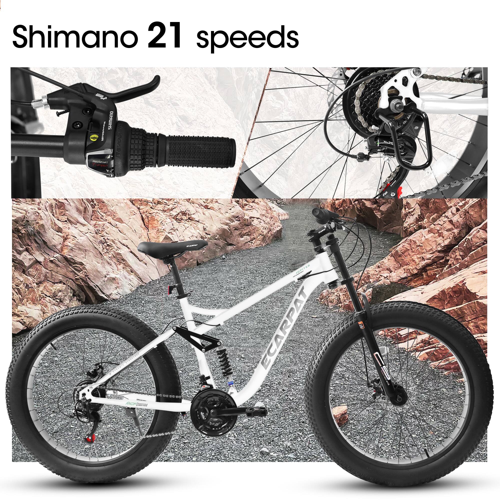 Anysun 26 inch Mountain Bike,Full Suspension 21 Speeds Drivetrain with ...