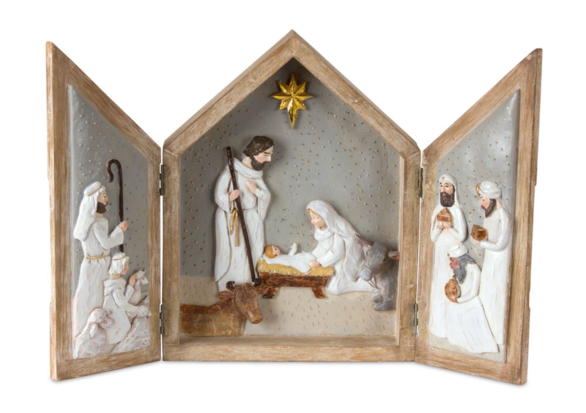 BreeBe Nativity Arch Box with Tri Fold Design 16"L Brown, Grey, White ...