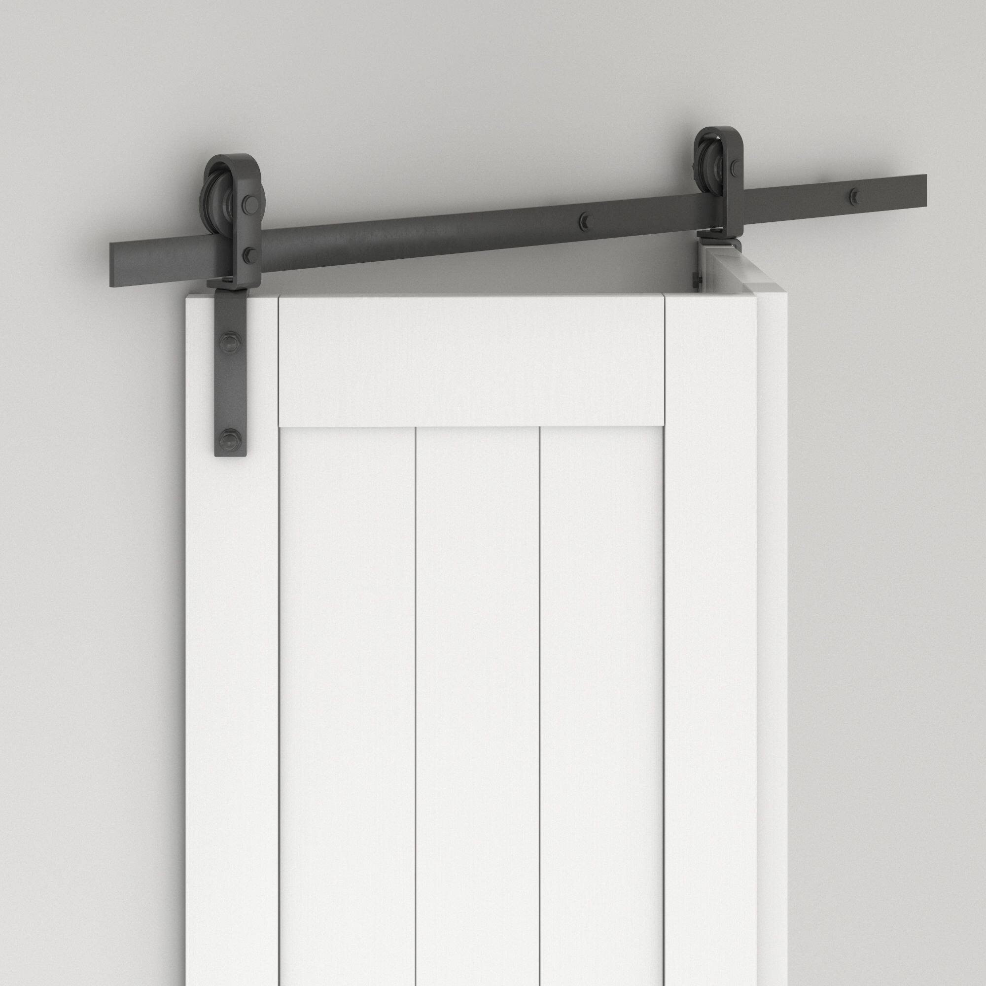 Mirfee Bi Fold Sliding Door Set, Solid Wood with Hardware Track White ...