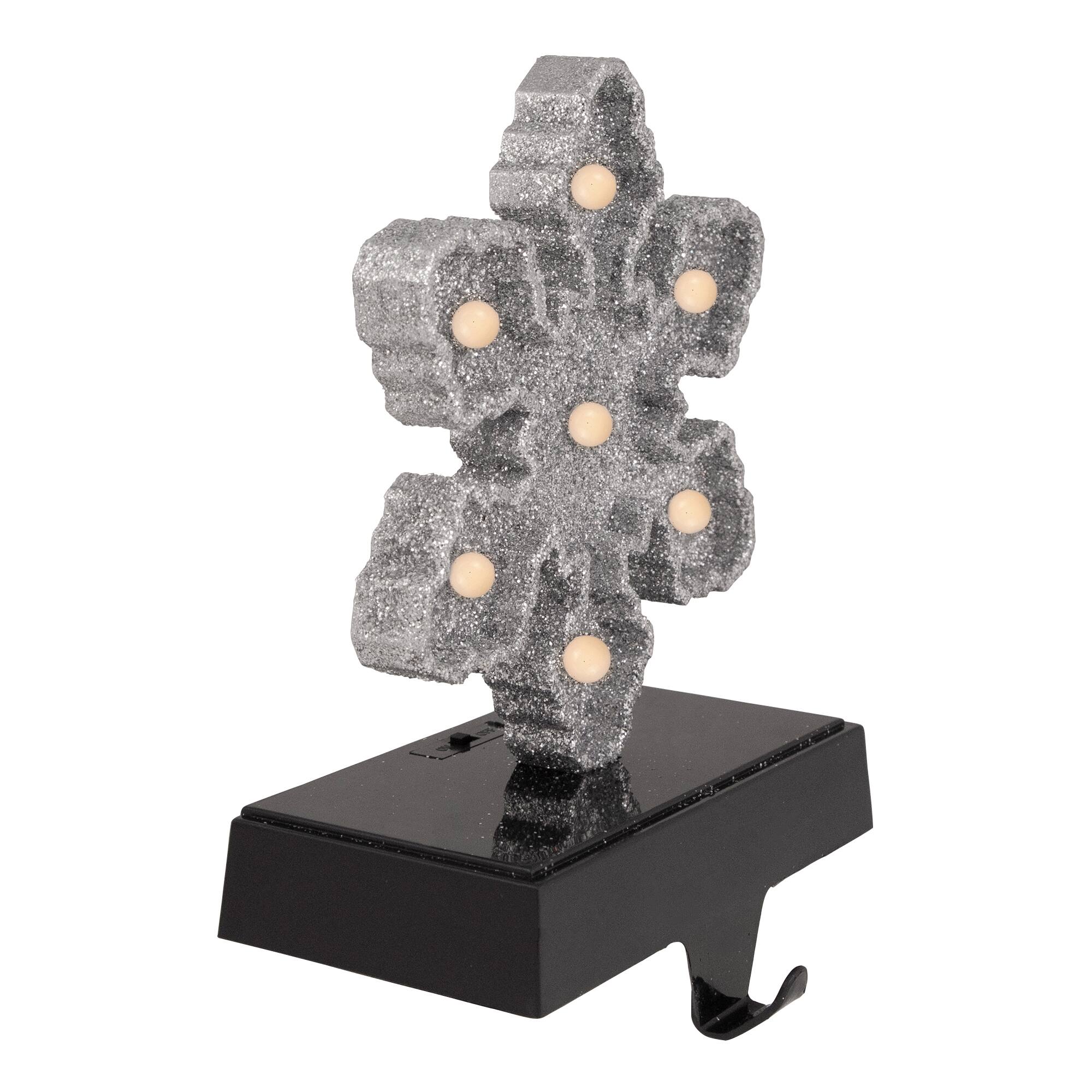 Northlight LED Lighted Glittered Snowflake Christmas Stocking Holder 7 ...