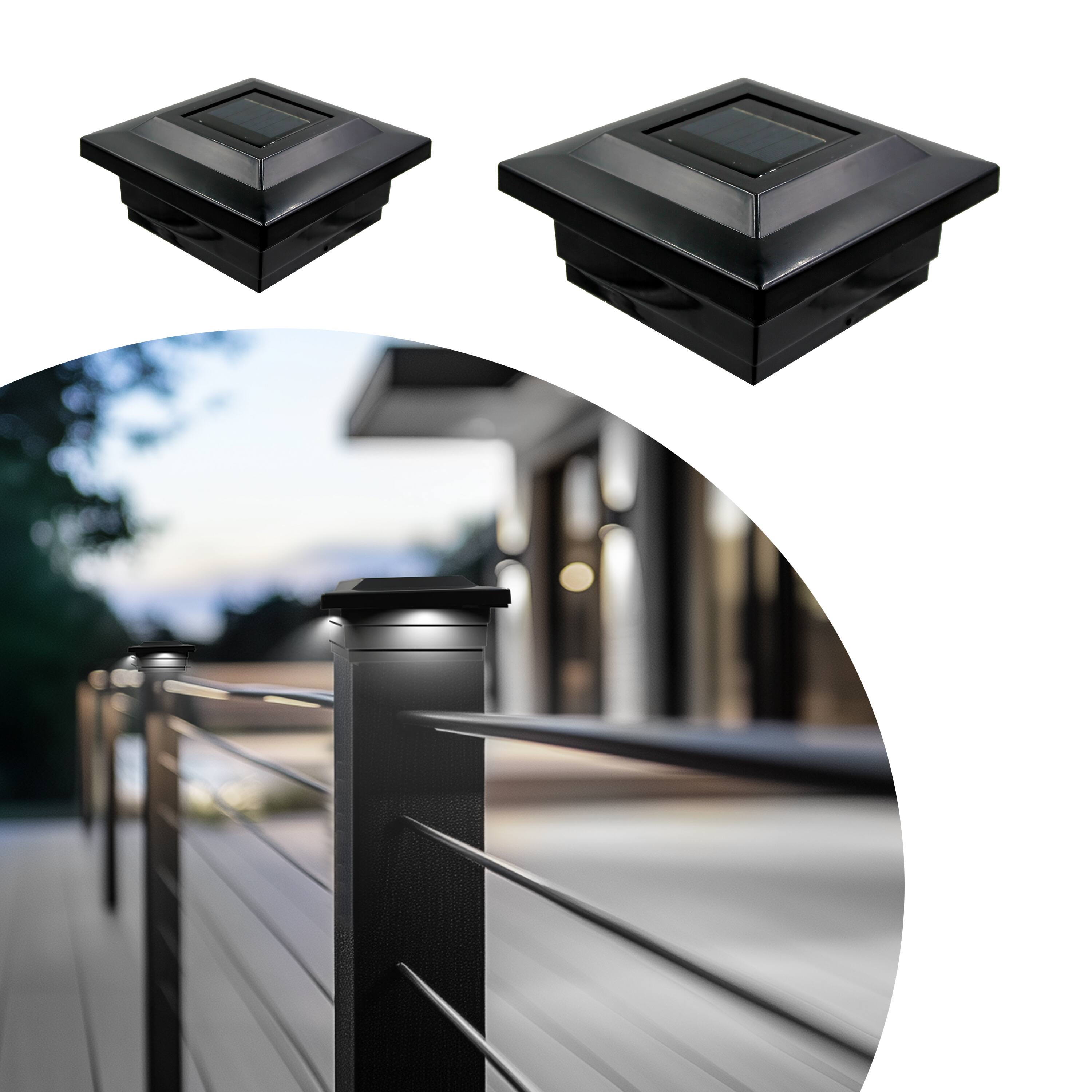 FC Design Ultra Bright Black Solar Post Light 4 SMD LED Fit 5x5 Inch ...