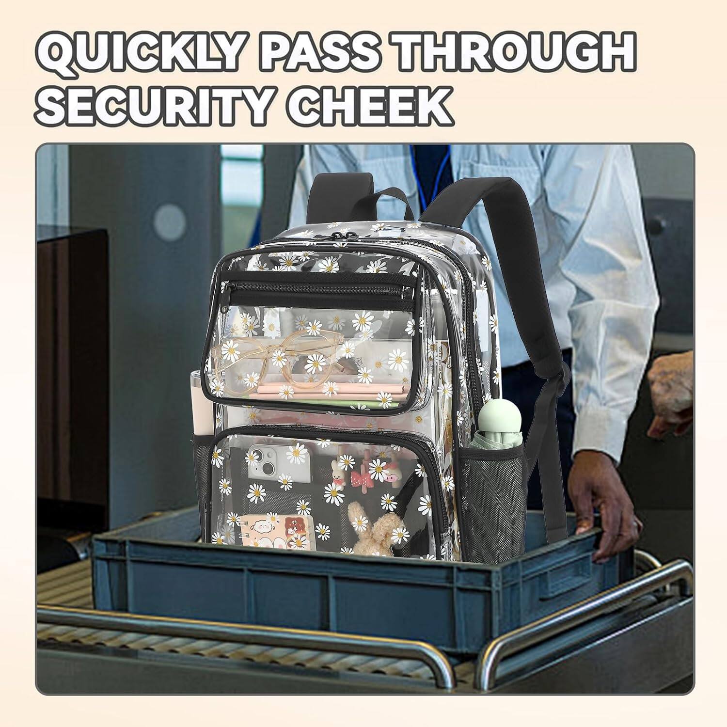 Live At Space Daisy Clear Backpack Girls Women, Heavy Transparent ...