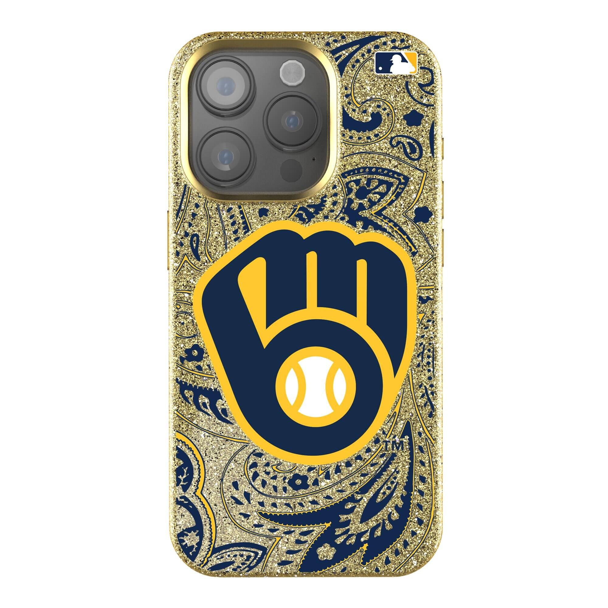 Keyscaper MLB Milwaukee Brewers Paisley Bling iPhone Case 14 Plus Gold ...