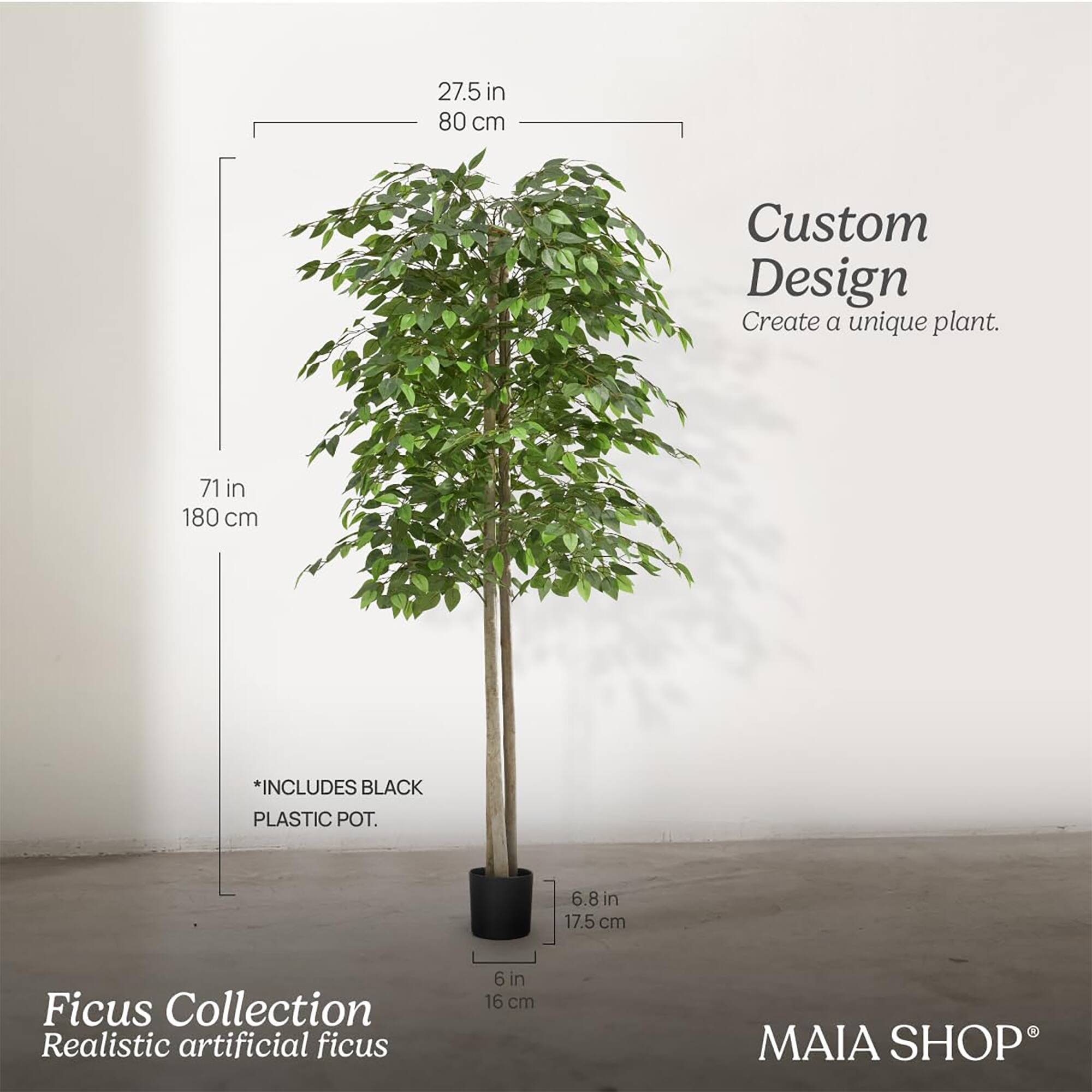 Maia Shop Artificial Ficus Tree 6 Feet Tall Tropical Home Decoration ...