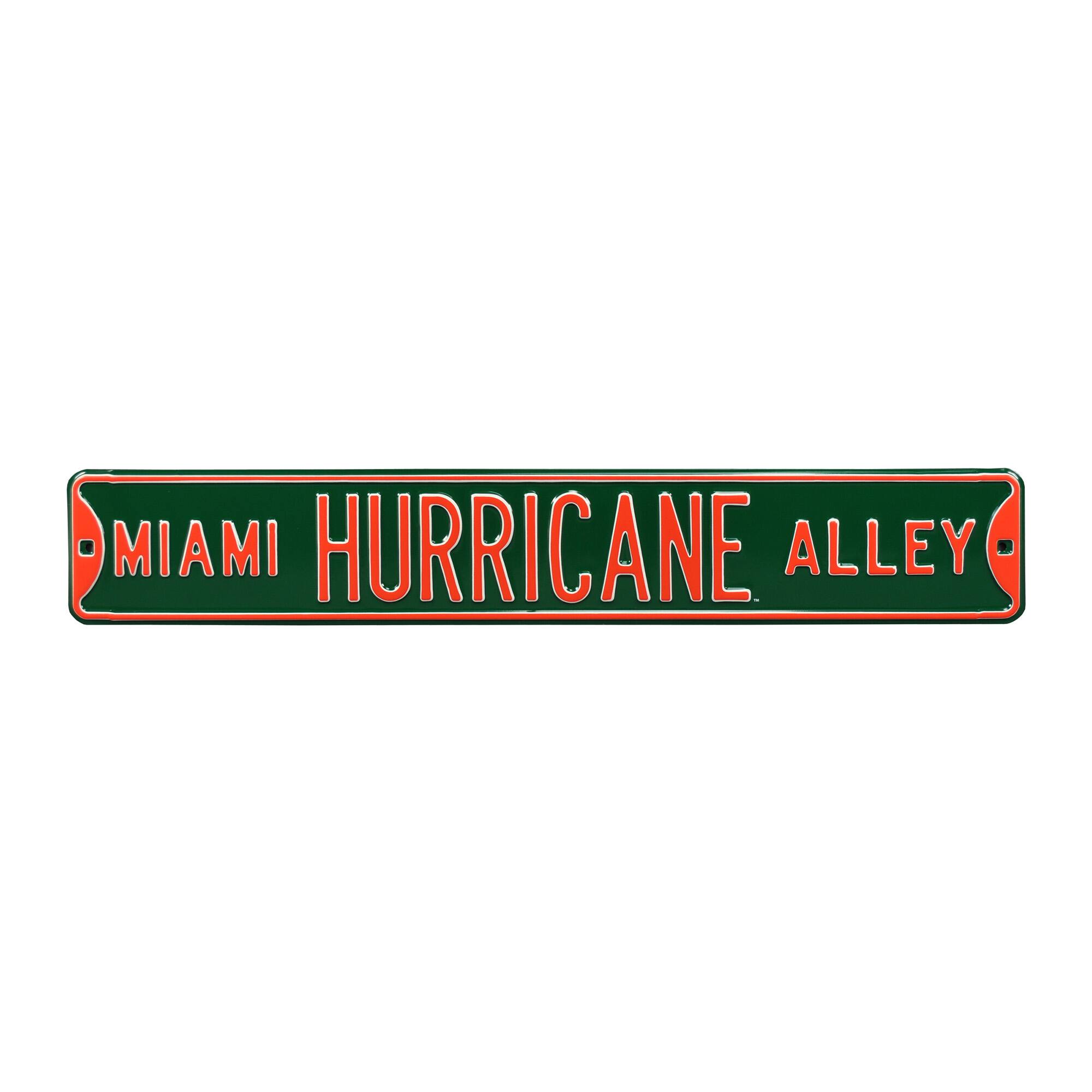Authentic Street Signs Miami Hurricanes 6" x 36" College Ave Street ...