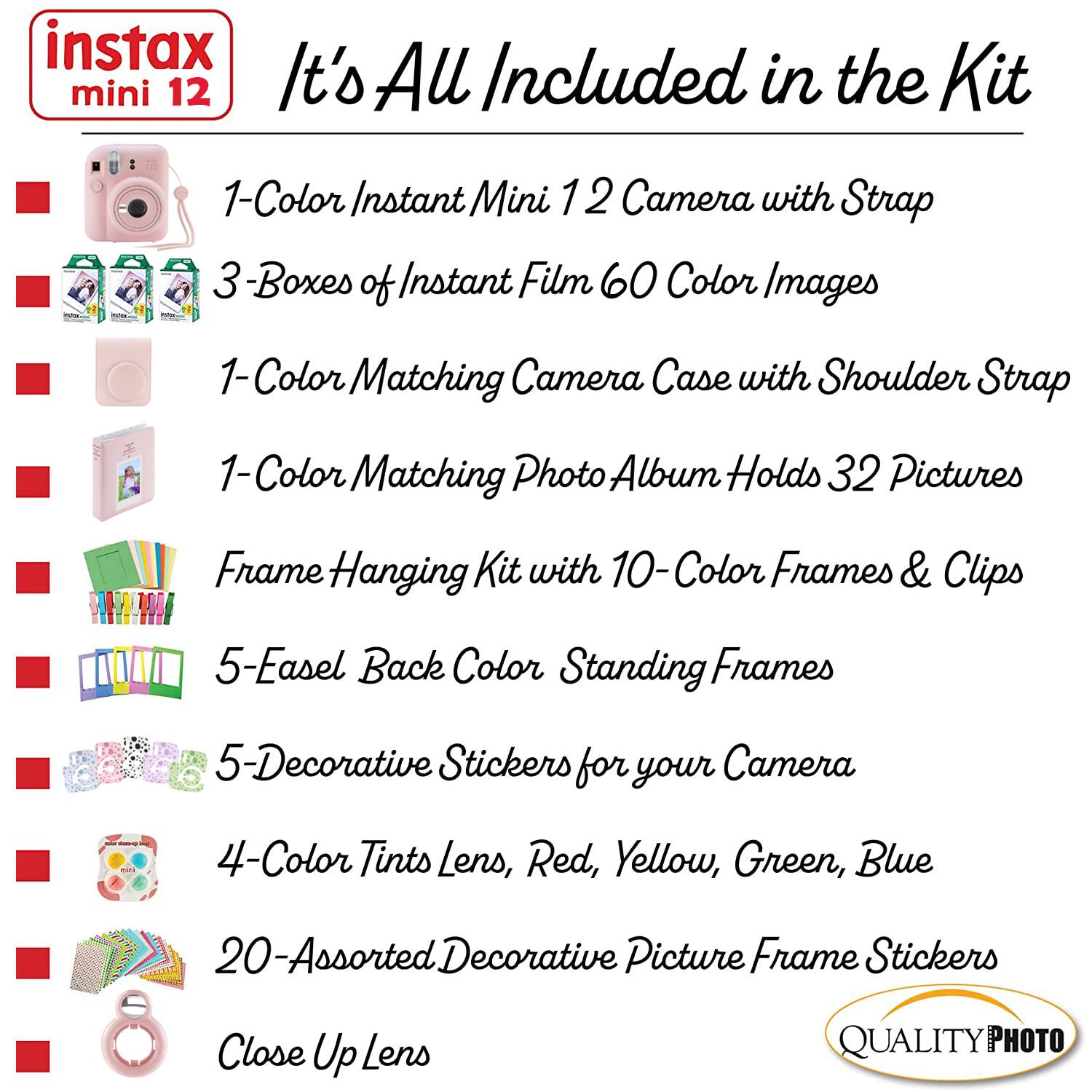 Fujifilm Instax Mini 12 Instant Camera 60 Photo Prints Quality Photo ...