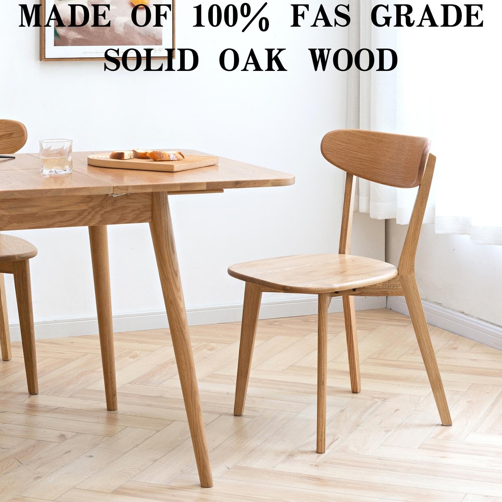 Glintex (Set of 2 pcs) Dining chair wooden FAS grade natural wood ...