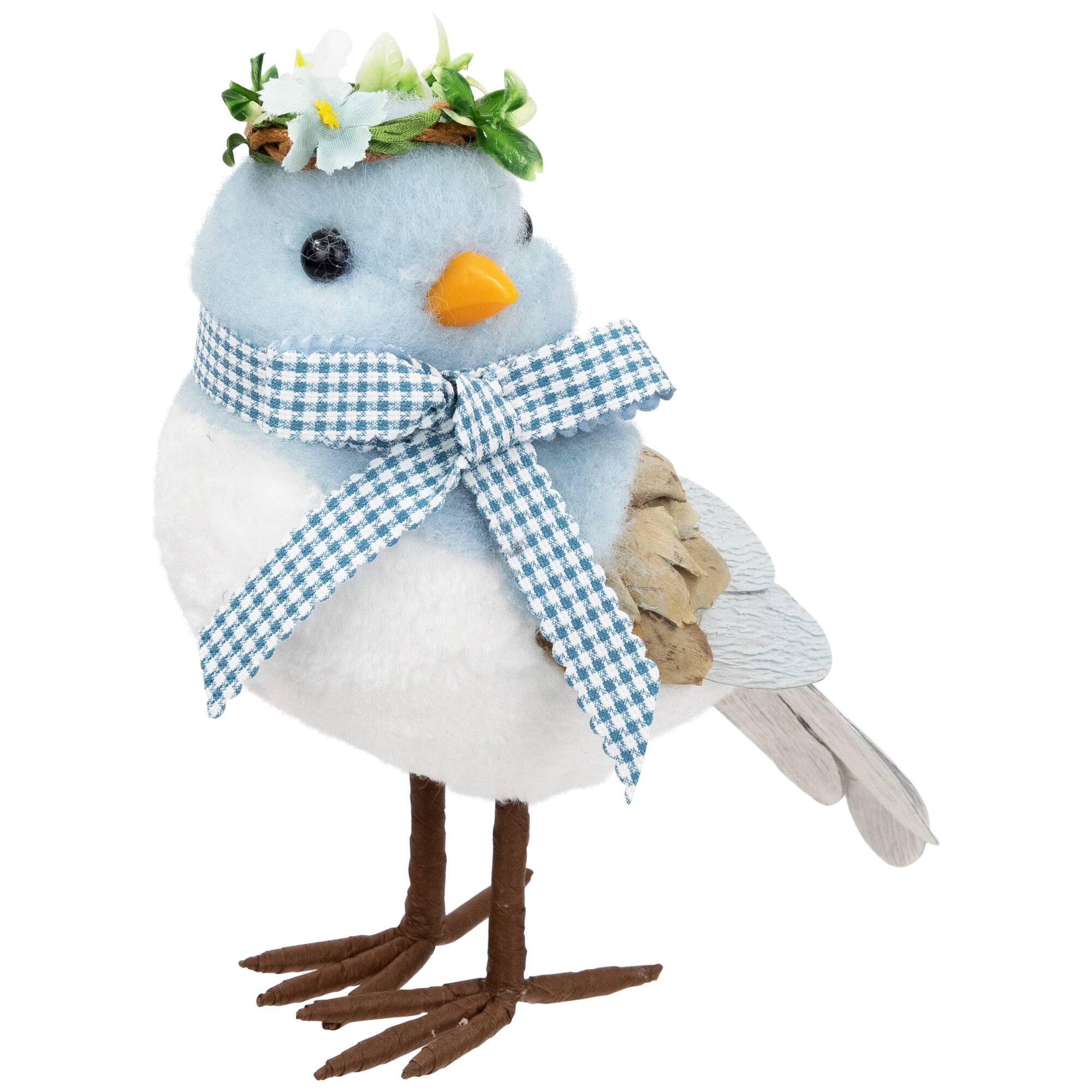 Northlight Plush Bluebird with Gingham Bow Easter Figurine 7.25" Blue ...