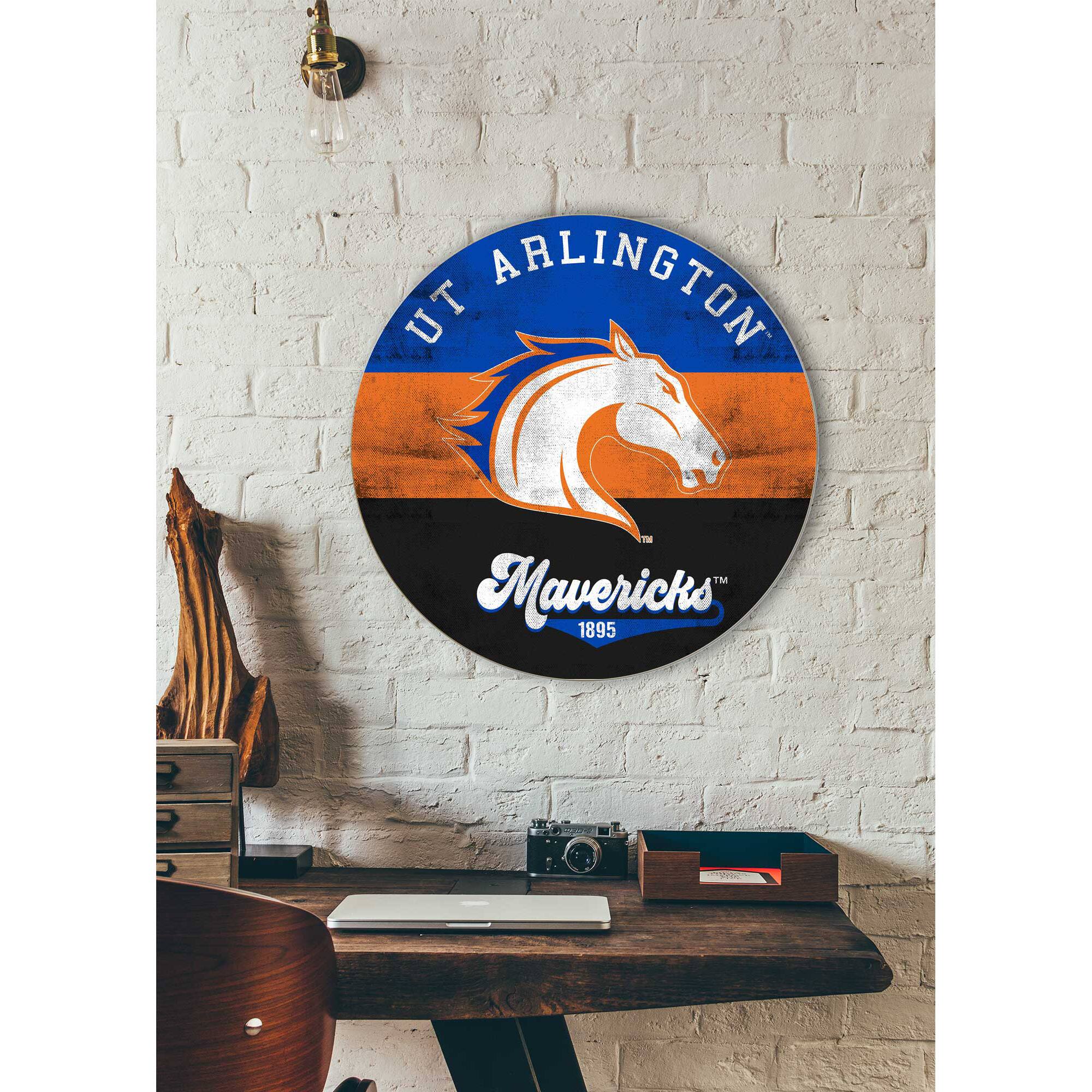Jardine UT Arlington Mavericks 20'' x 20'' Retro Logo Circle Sign Blue ...