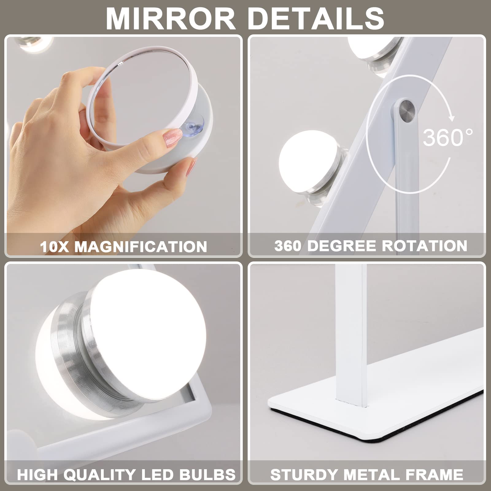 Cedar Assembly Mirror LED Lighted Vanity Makeup Hollywood Multi Color ...