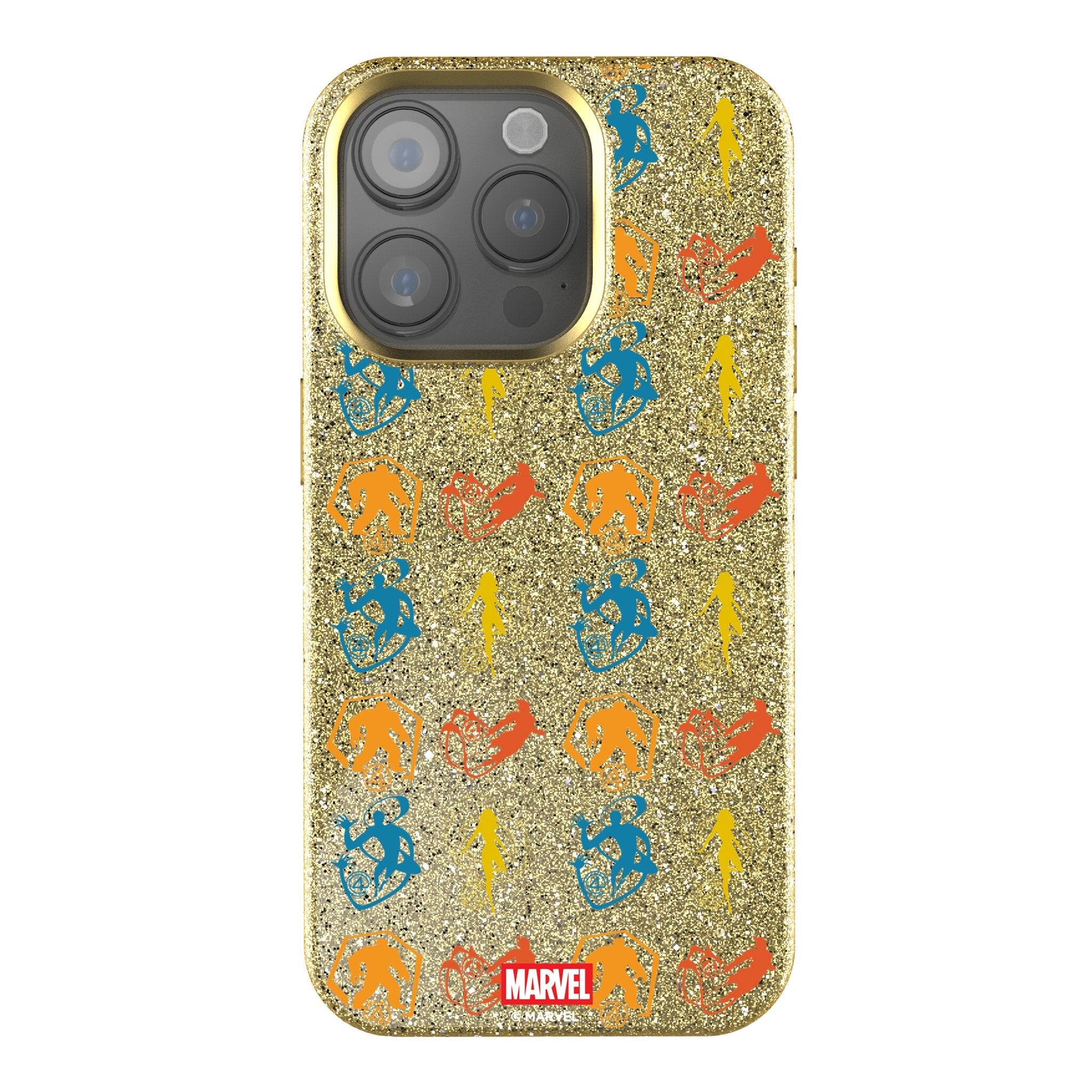 Keyscaper Marvel Pattern 2 Gold Bling Phone Case Apple iPhone 16 Pro ...