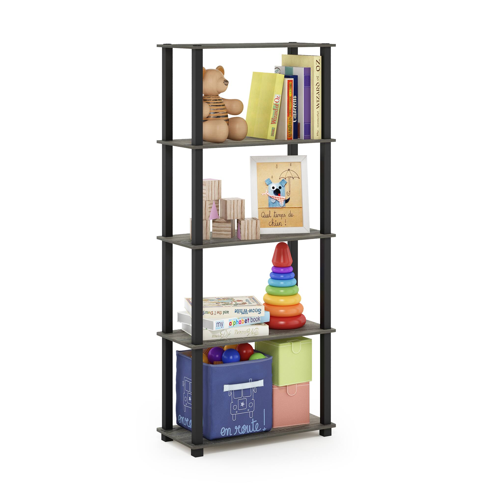 Furinno Turn S Tube 5 Tier Multipurpose Shelf Display Rack with Square ...