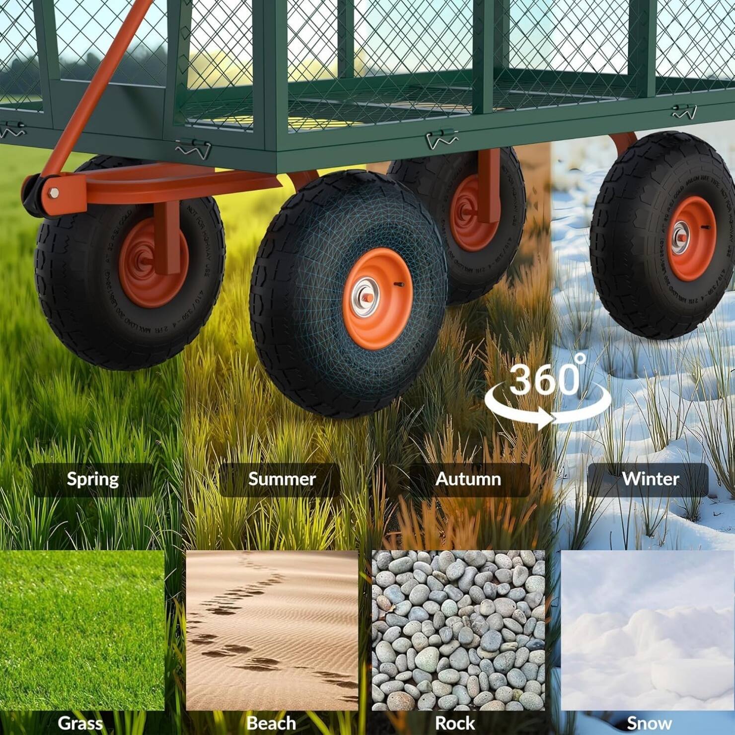 GARVEE Heavy Duty 1400 Lbs Capacity Mesh Steel Garden Cart Folding ...