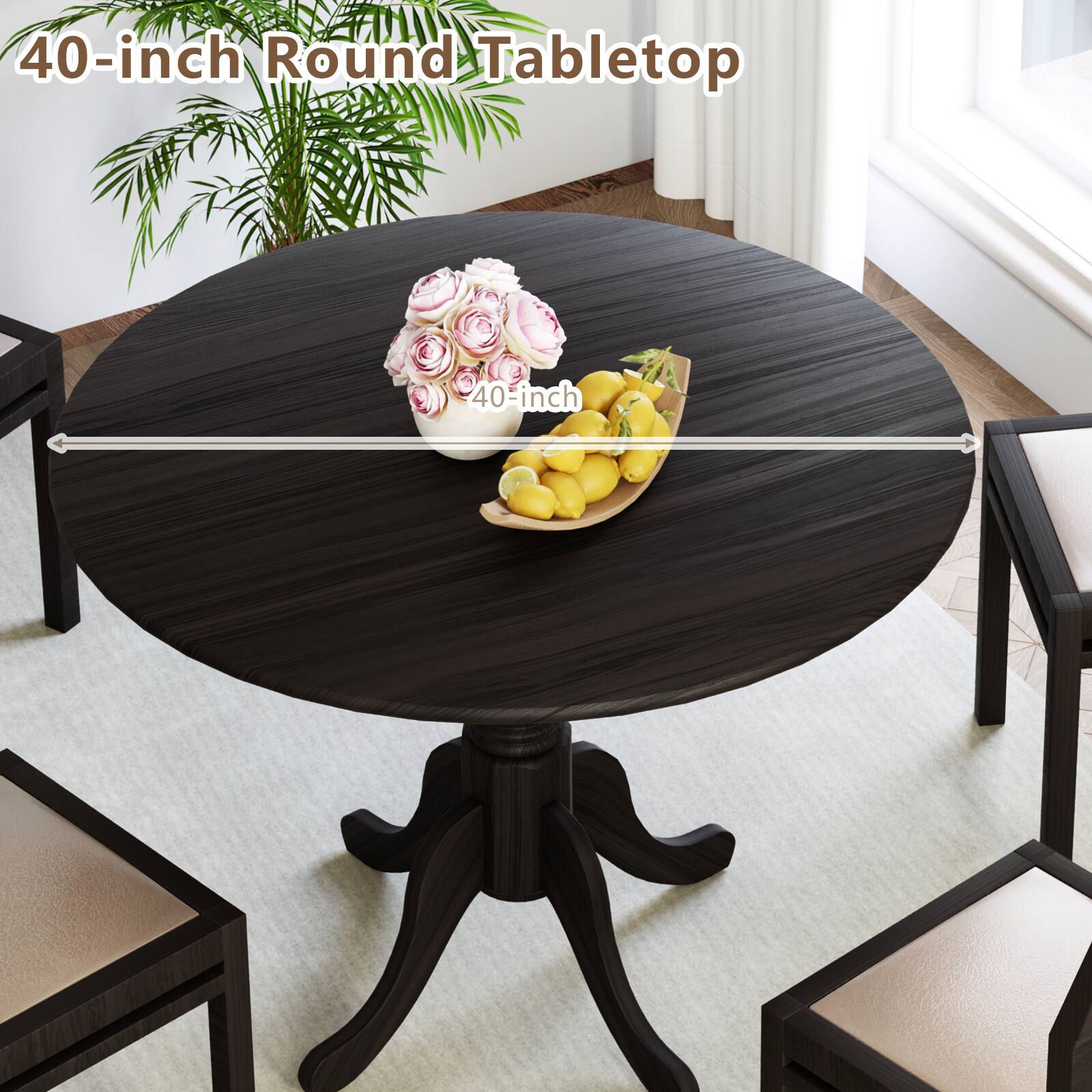 SlickBlue Wood Dining Table with Round Tabletop and Stylish Trestle ...
