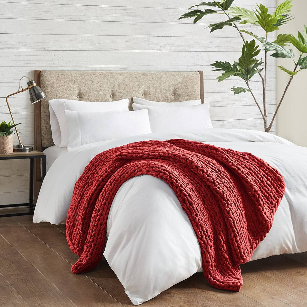 Gracie Mills Huffman Artisan Double Knit Throw Red 6128-05PM - Best Buy