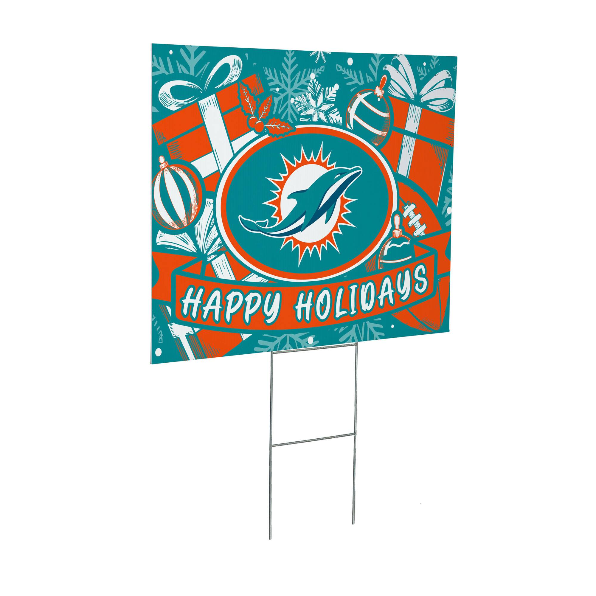 Evergreen Enterprises Miami Dolphins 24" x 18" Happy Holidays Christmas ...