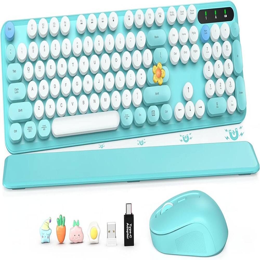 MOSZAR LLC Wireless Keyboard and Mouse Combo, Full Size Retro ...