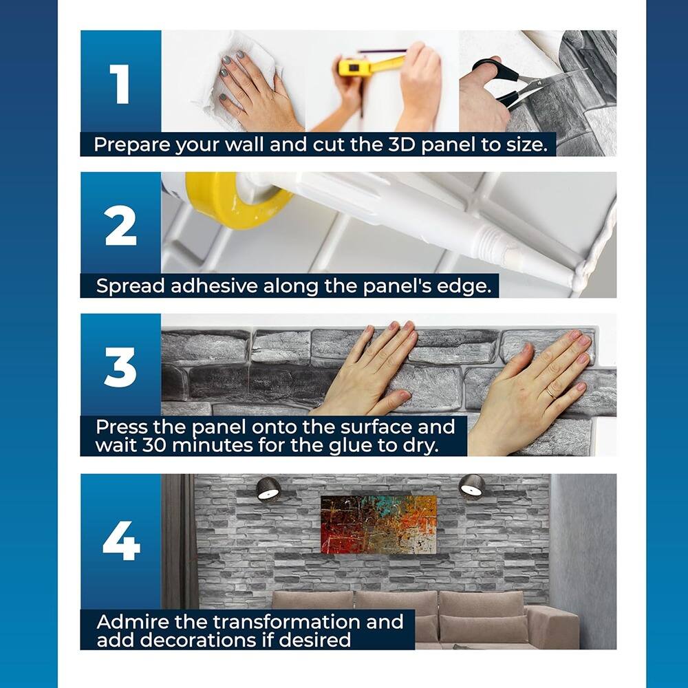 Schertz PVC Faux Stone Wall Panels, 50 Sq Ft Full Wall Coverage, Heat ...