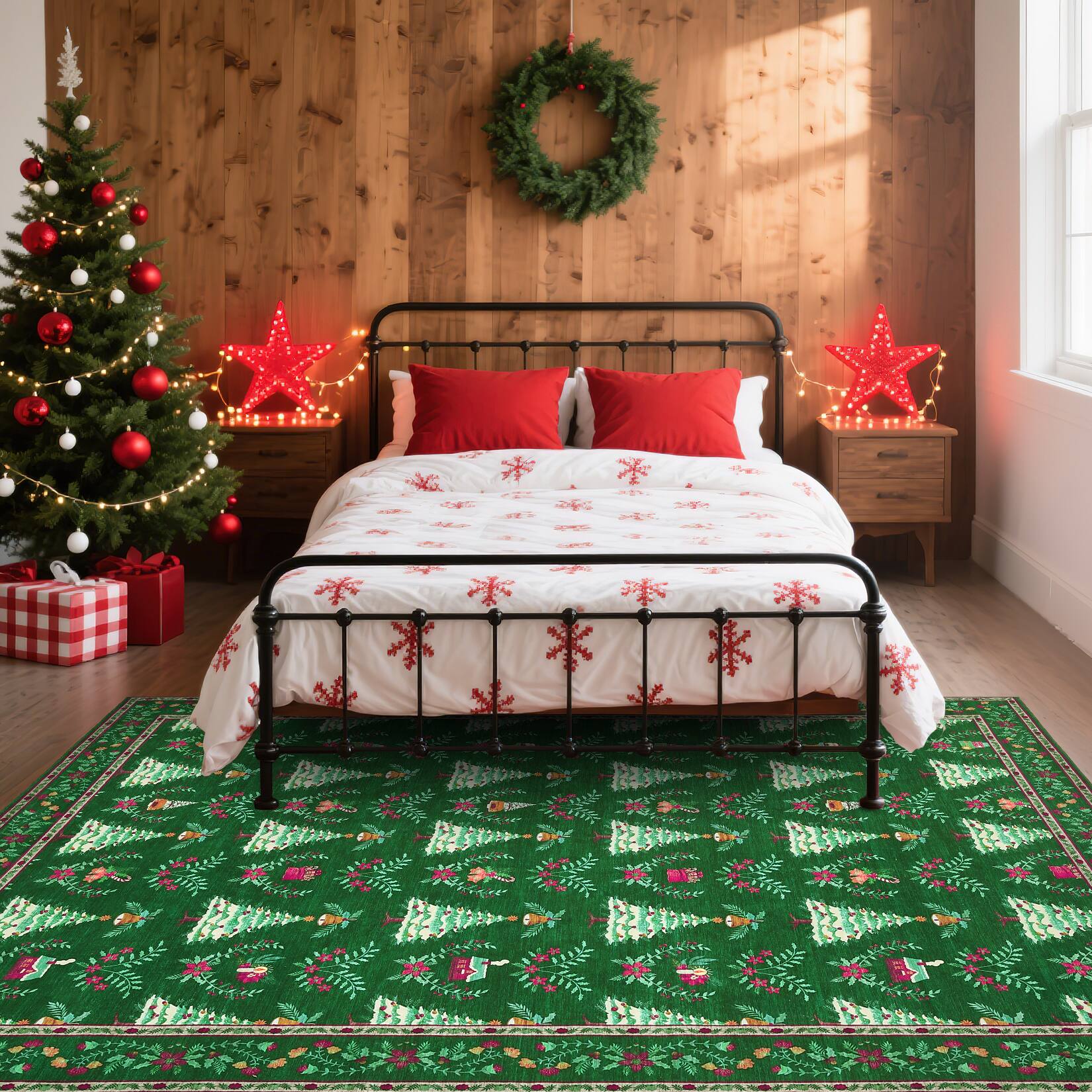 Acekool 6 x 9 ft Washable Area Rugs Christmas Xmas Decorative Indoor ...