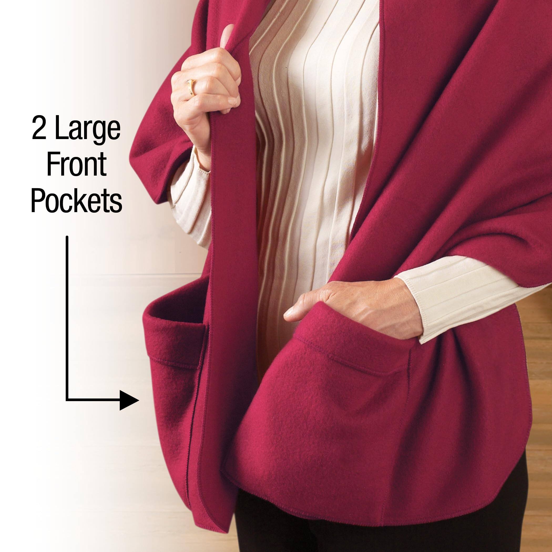 Paradigms Interiors Etc Cozy Fleece Wrap Shawl With Front Pockets Keeps ...
