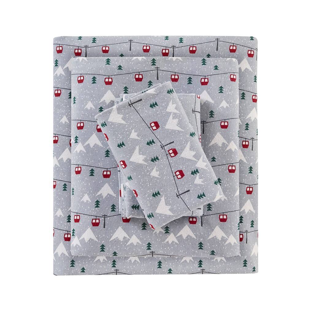 Gracie Mills Kayce Flannel Sheet Set Grey Ski Jump 8004-02RW - Best Buy