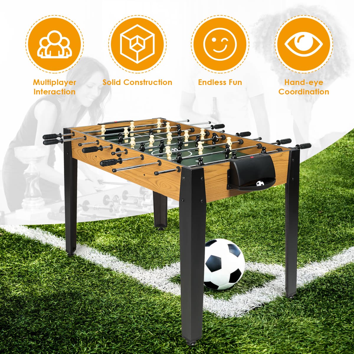 Costway 48'' Competition Sized Wooden Soccer Foosball Table Home ...