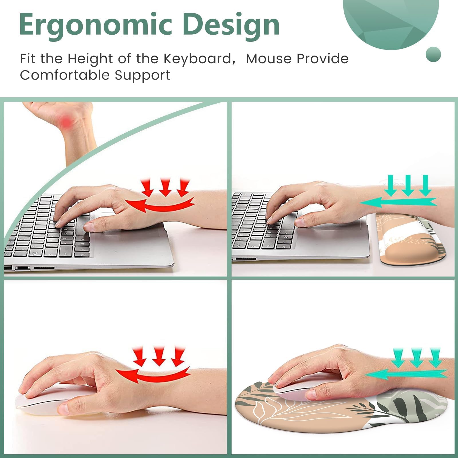 Earthley Blooms Mouse Pad With Wrist Rest Set Coasters Easy Typing ...