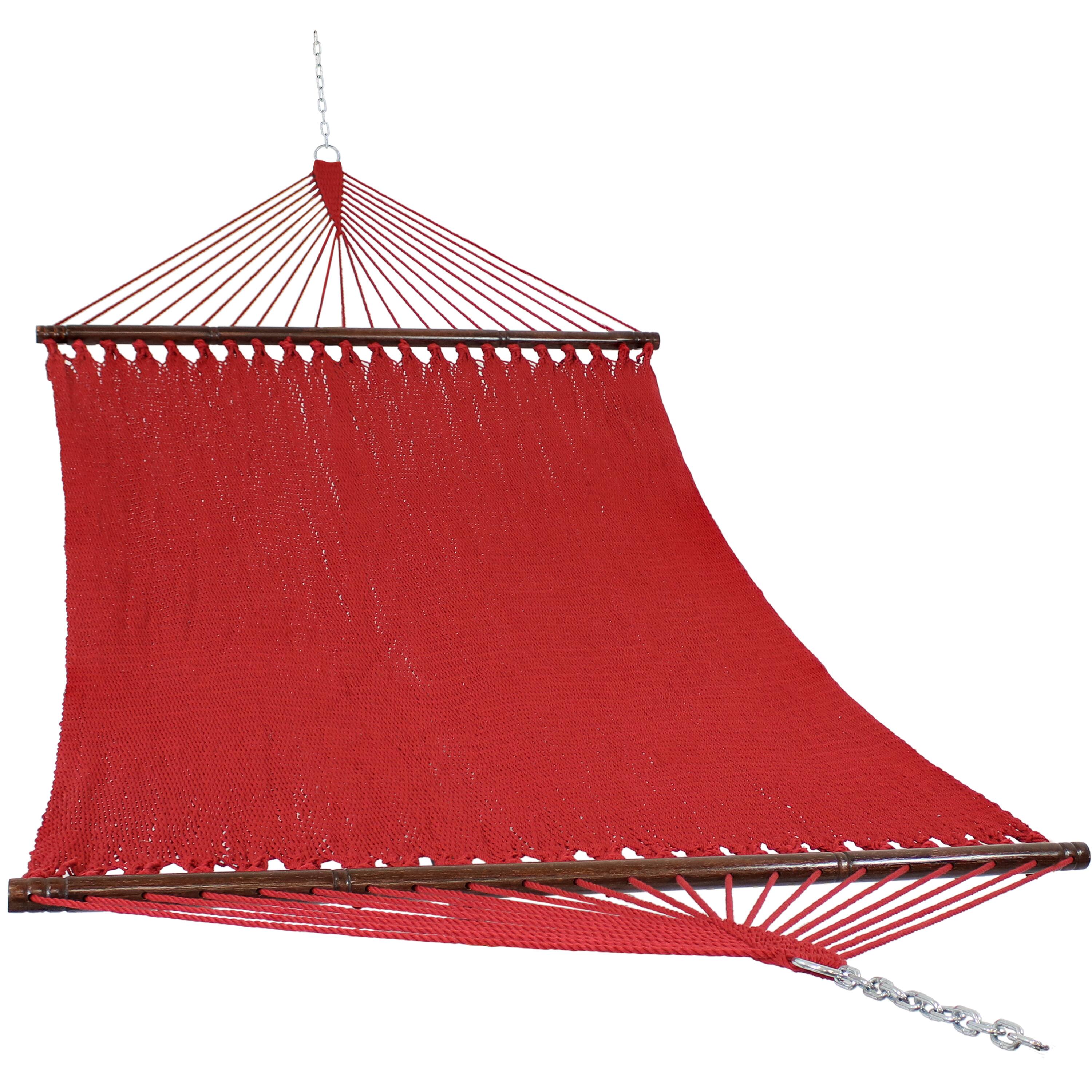 Sunnydaze 2 Person Polyester Rope Hammock with Steel Stand Red LY-CJH ...