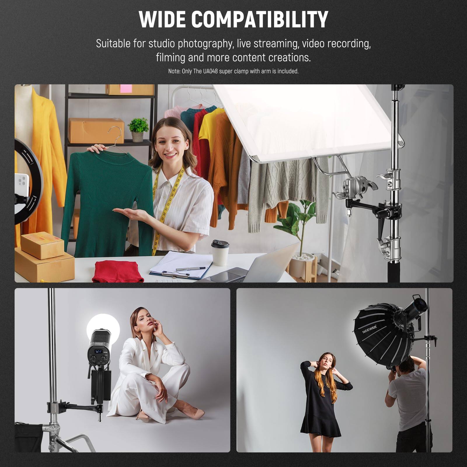 Neewer Super Clamp with 6" Extension Arm 33lb Max Load for Studio ...