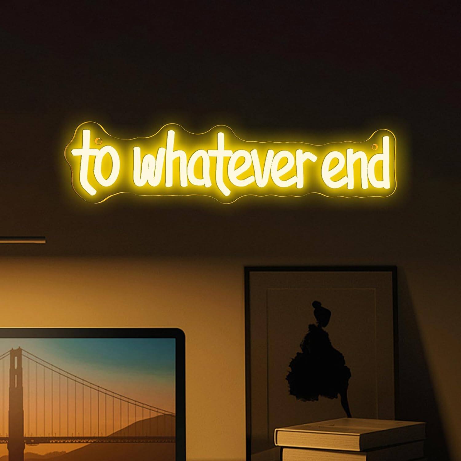 Auledio Allball To Whatever End Neon Sign, Reading Neon Light USB ...