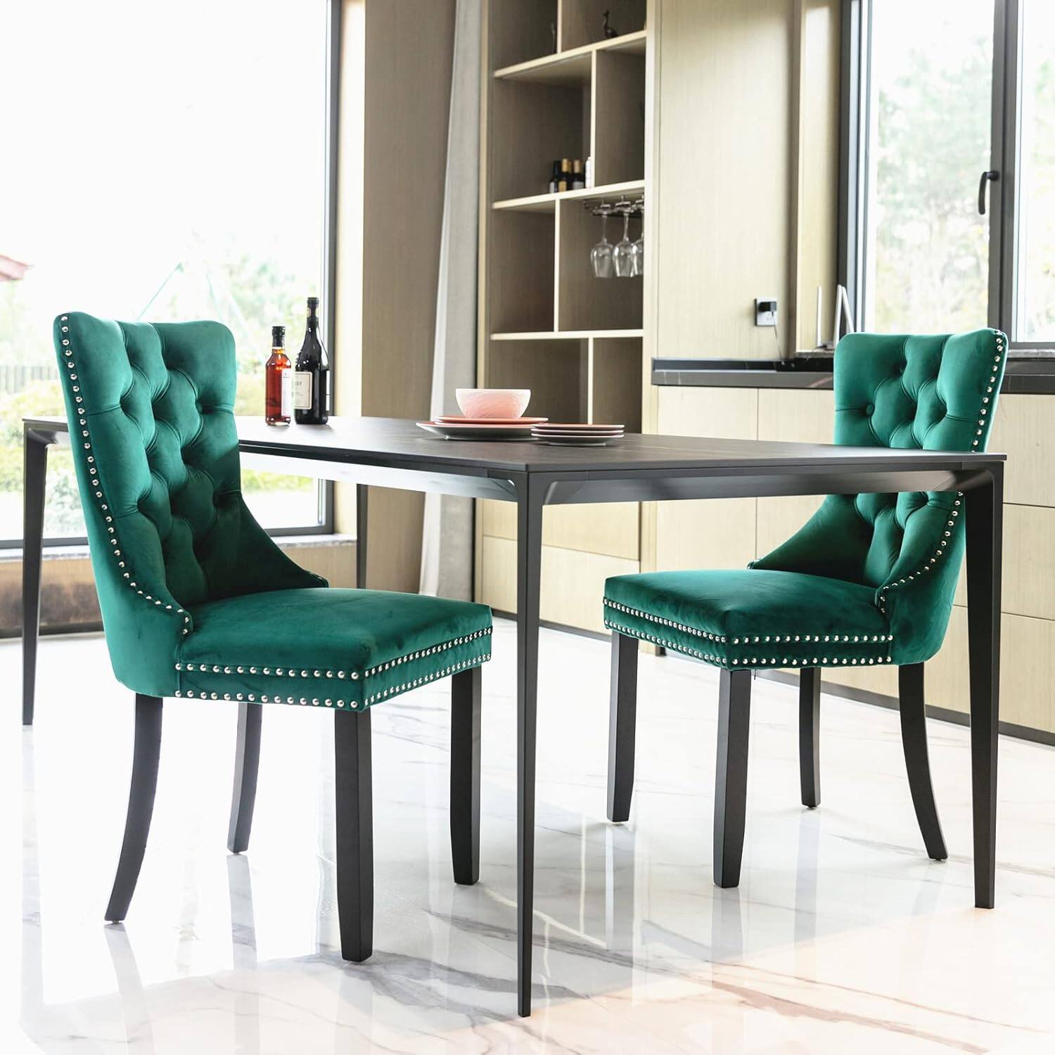Trinkets Crazed Velvet Dining Chairs Set of 2, Upholstered High end ...