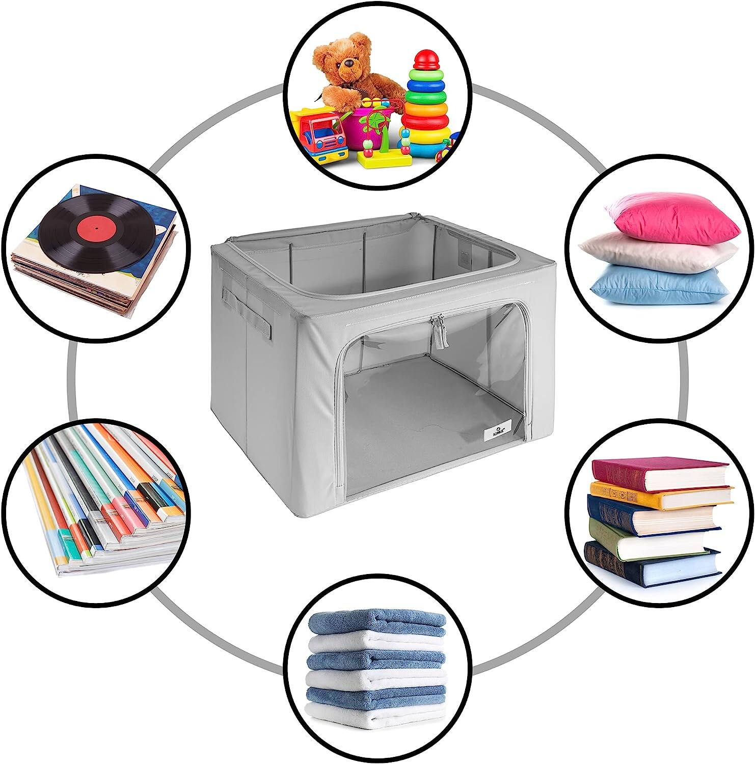 Sorbus Storage Bins with Metal Frame, Stackable & Foldable Clothes ...