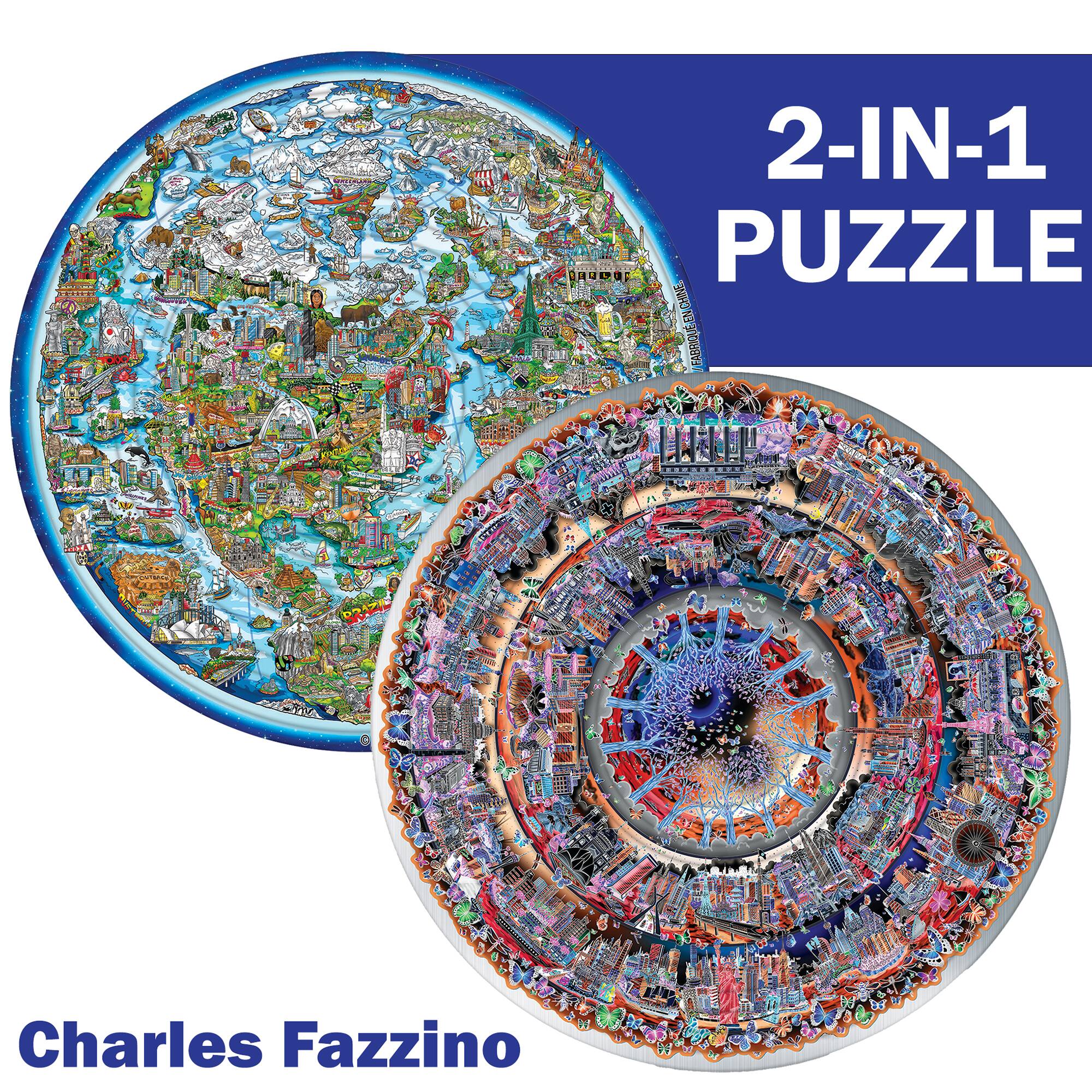 TCG Toys Spin Flip Puzzle: Charles Fazzino 2 In 1: Double Sided Puzzle ...