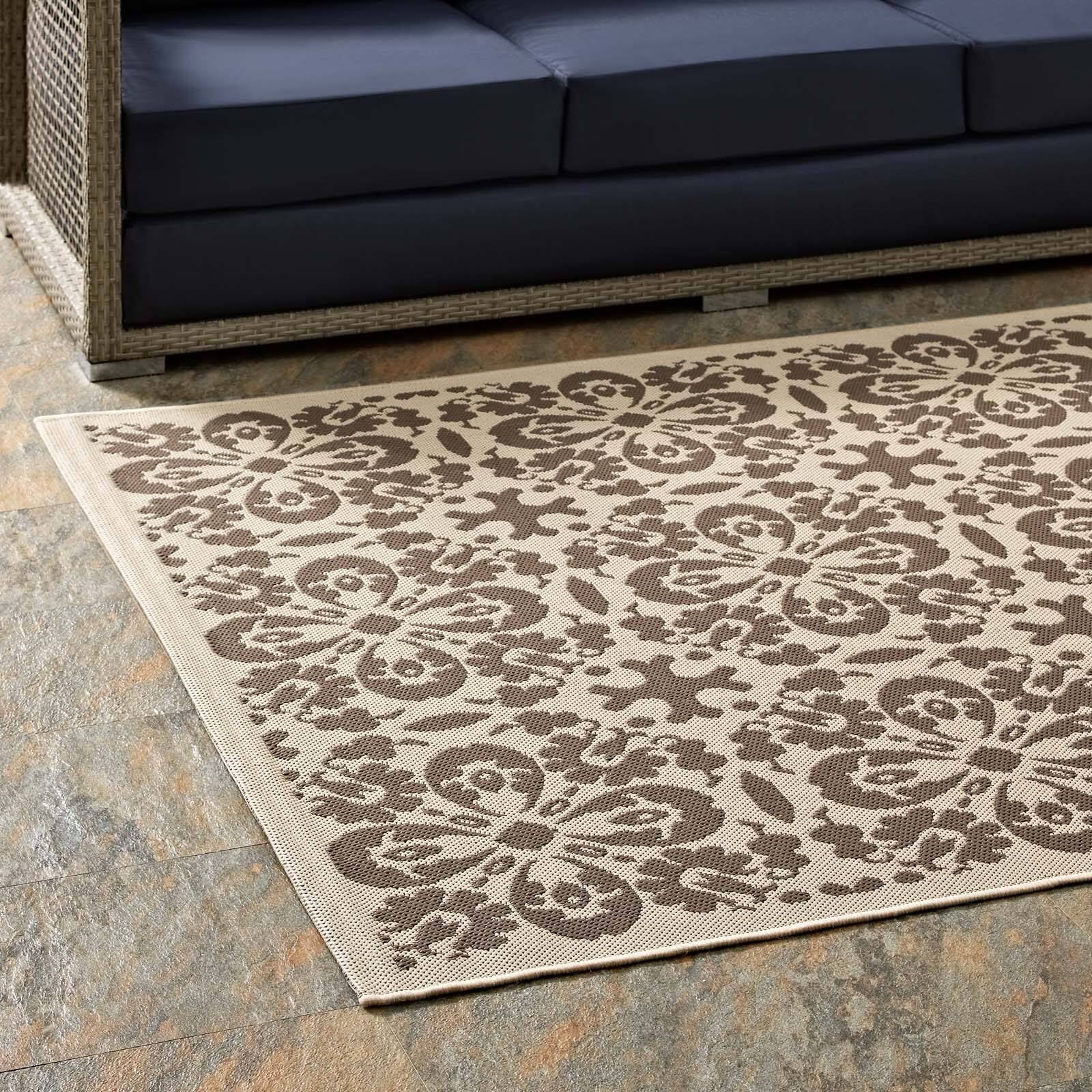 Modway Ariana Vintage Floral Trellis Indoor and Outdoor Area Rug Light ...