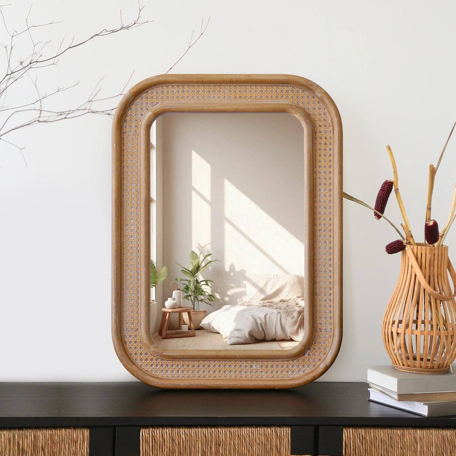 Empire DigiLabs Round Rattan Wall Mirror 30 Purely Handmade Wooden ...