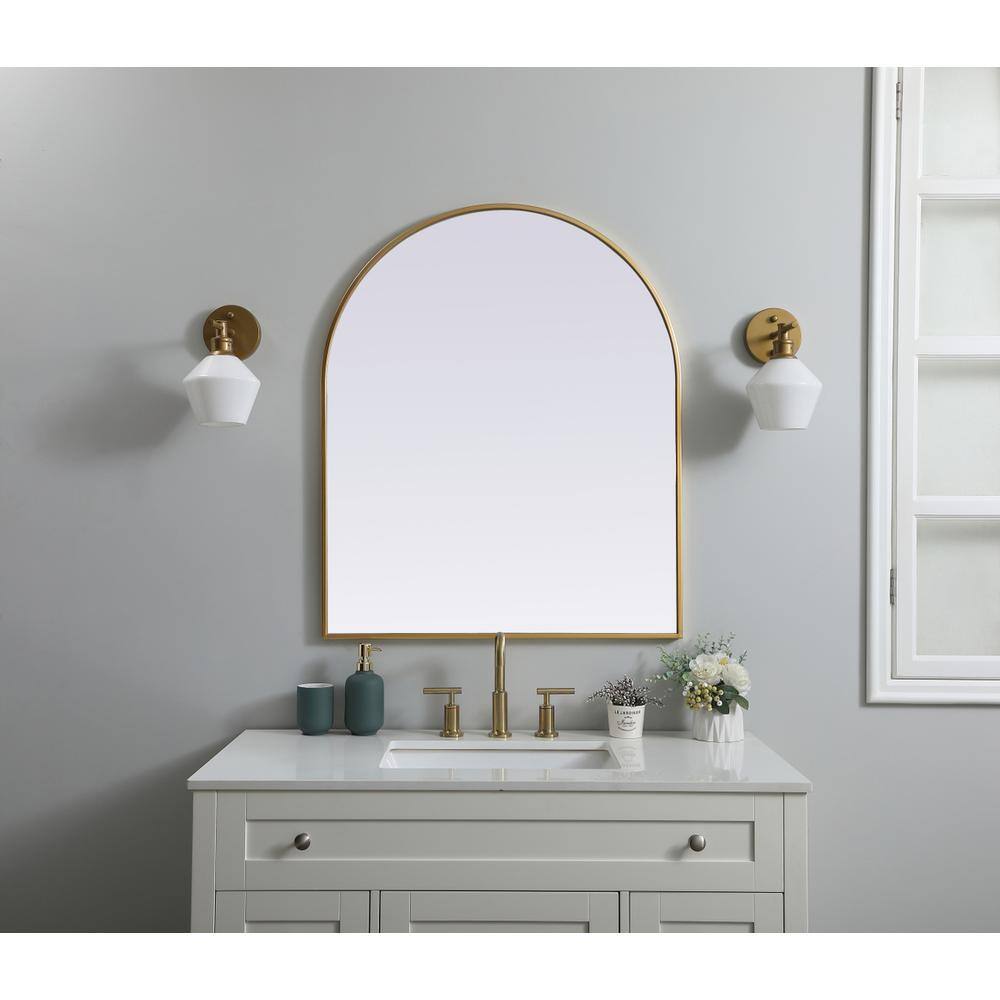 Elegant Decor Metal Frame Arch Mirror 30x36 Inch Brass BG3607892 - Best Buy