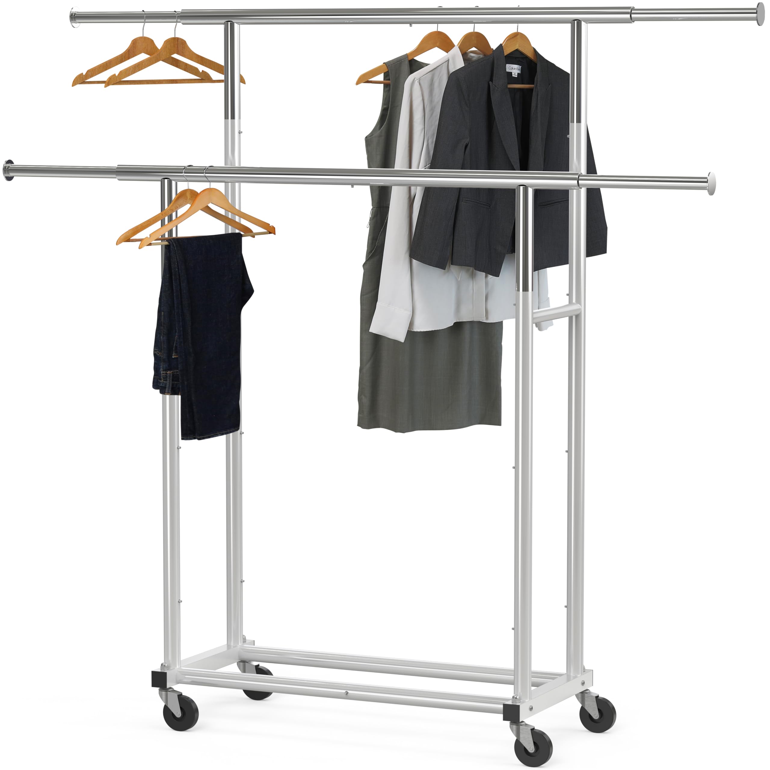 HM 1810 Standard Double Rod Garment Rack Silver 245508377883 - Best Buy